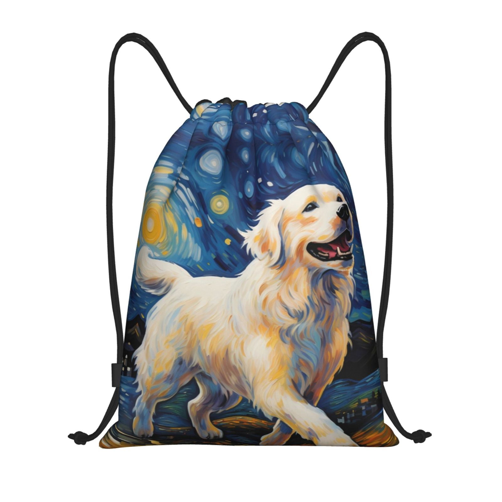 Drawstring Backpack Vintage Starry Sky Labrador Sports Gym Bag for Men ...