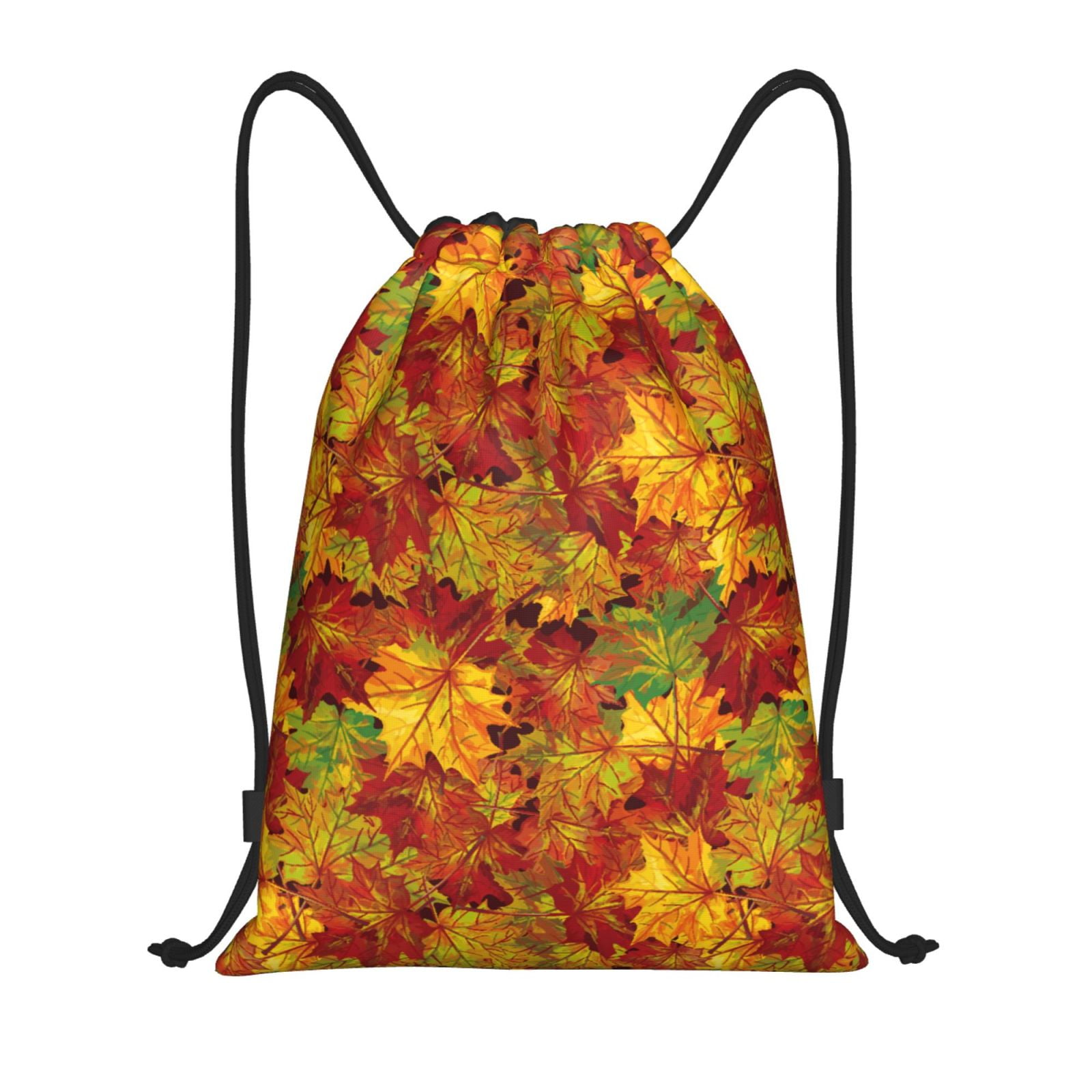 Drawstring Backpack - Vintage maple leaf autumn Splash Proof Small ...