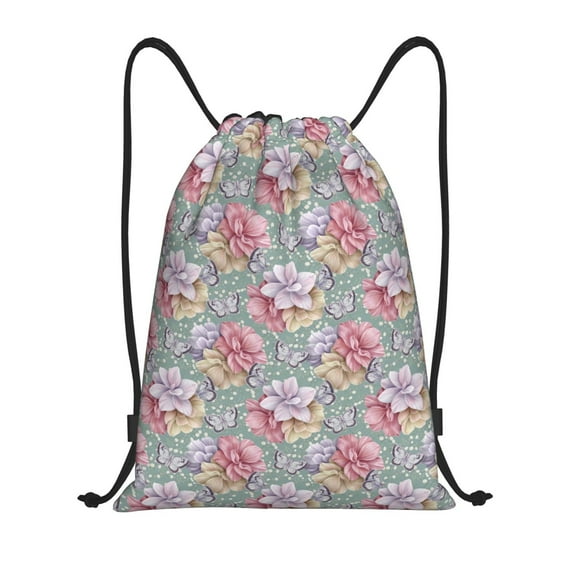 Drawstring Backpack, Watercolor Butterflies Light Waterproof Sports Gym ...