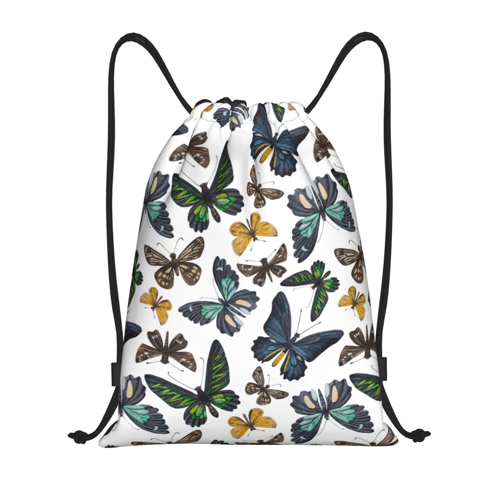 Drawstring Backpack - Watercolor Butterflies Splash Proof Small ...