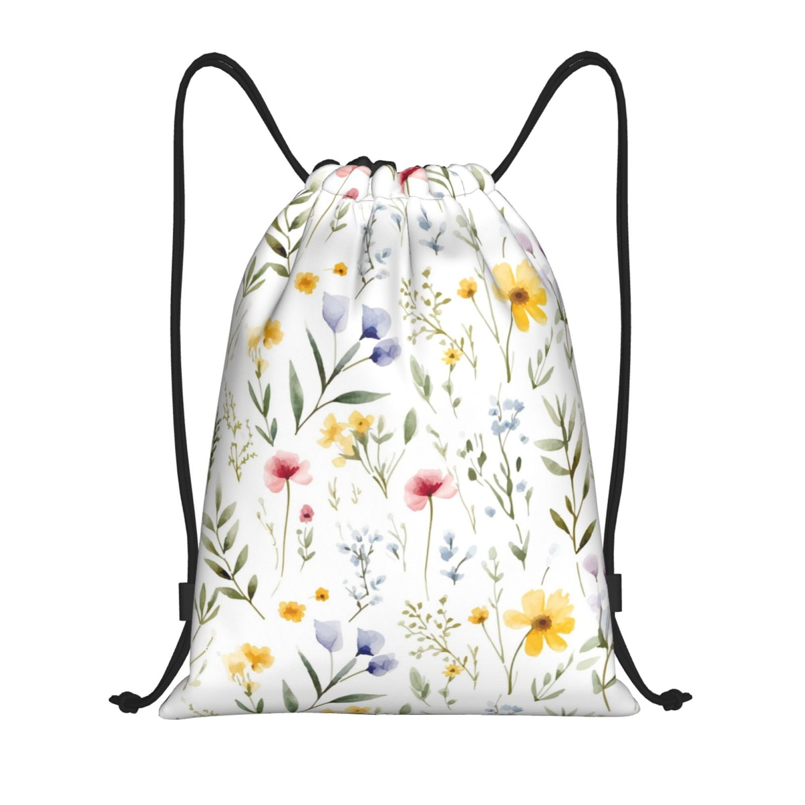 Drawstring Backpack - Watercolor Floral A Cheer Gym Bag for Women Men ...