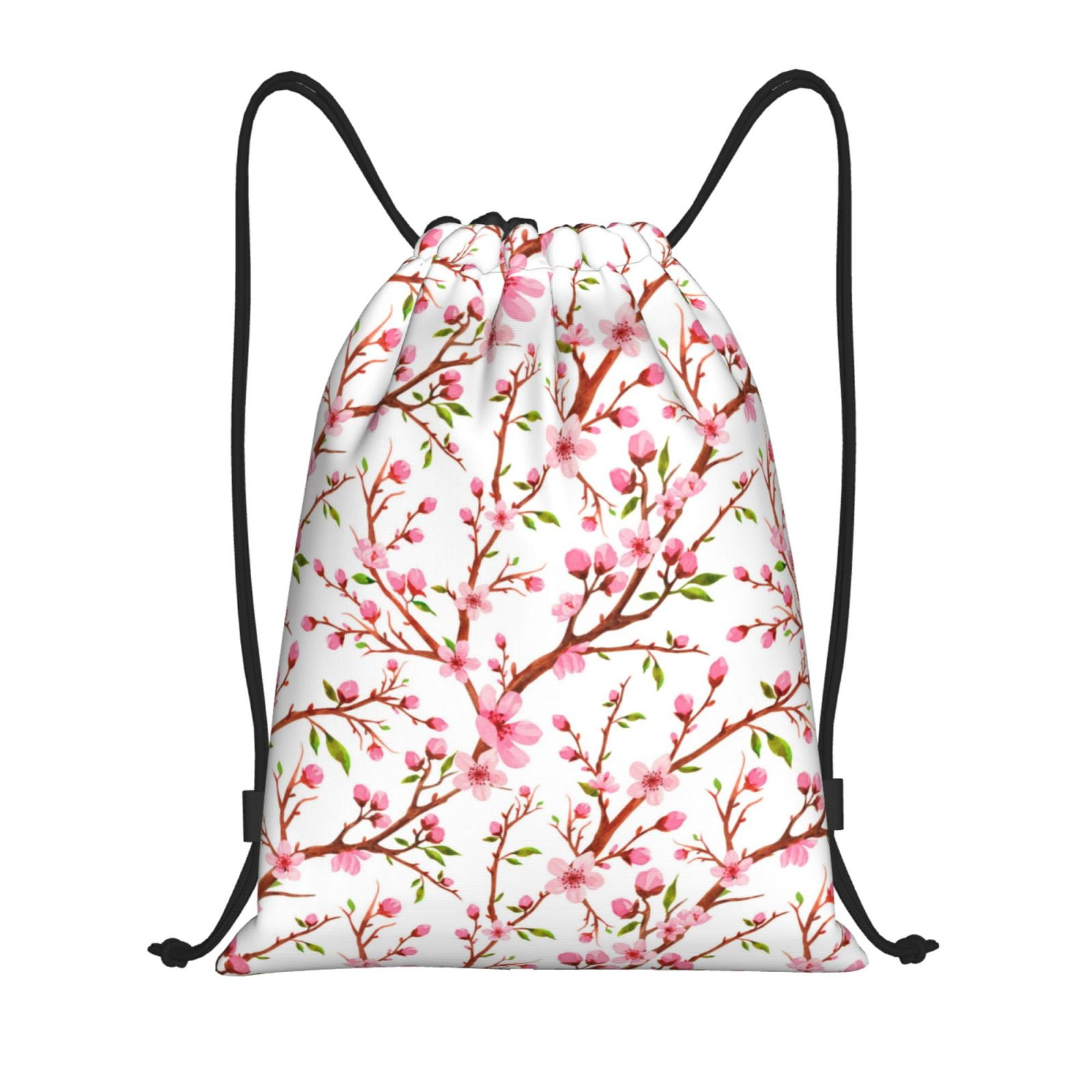 Drawstring Backpack Watercolor berry blossom white Sports Gym Bag for ...