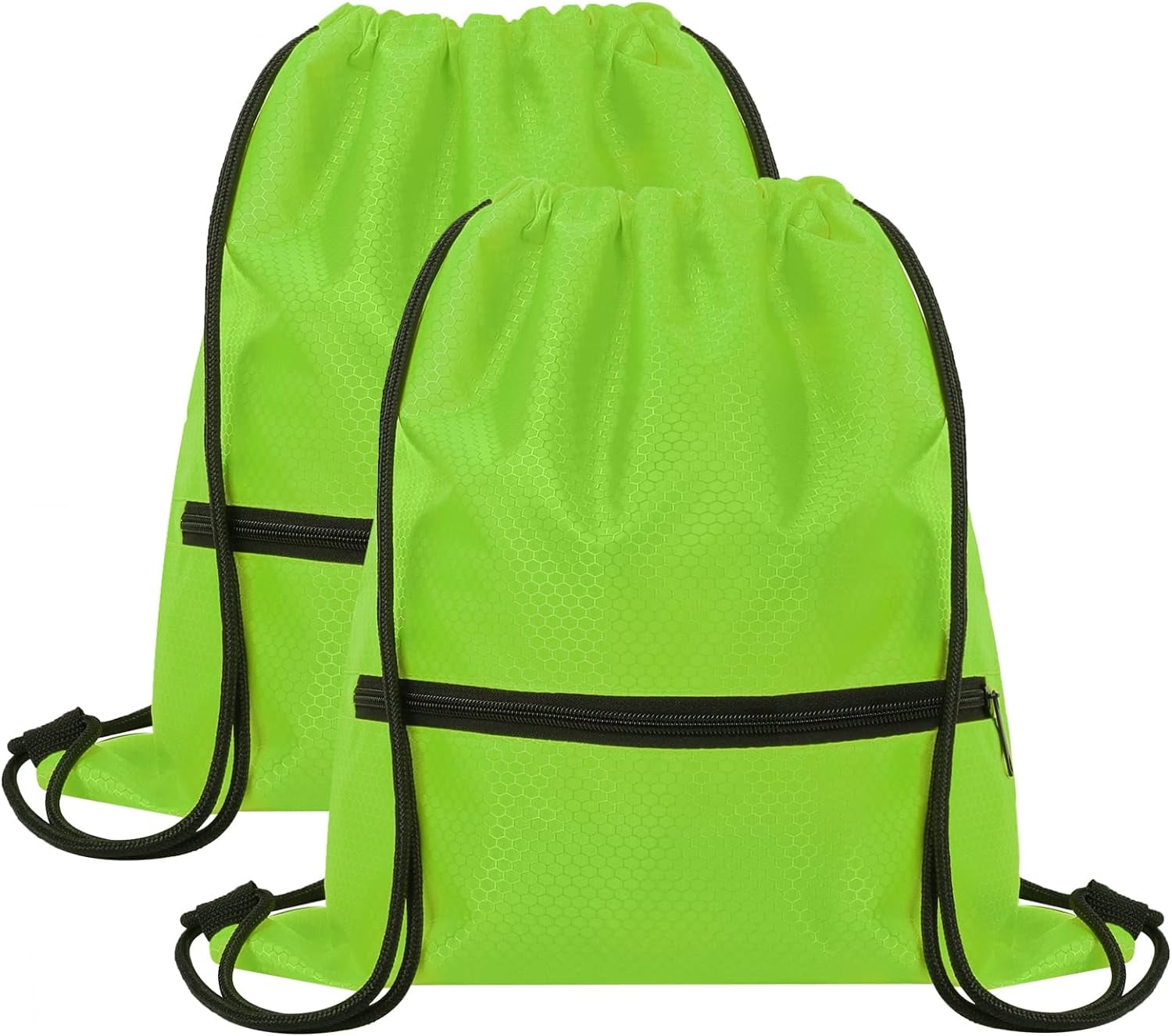 Drawstring Backpack Waterproof, Draw String Back Bag with Zipper Pocket ...