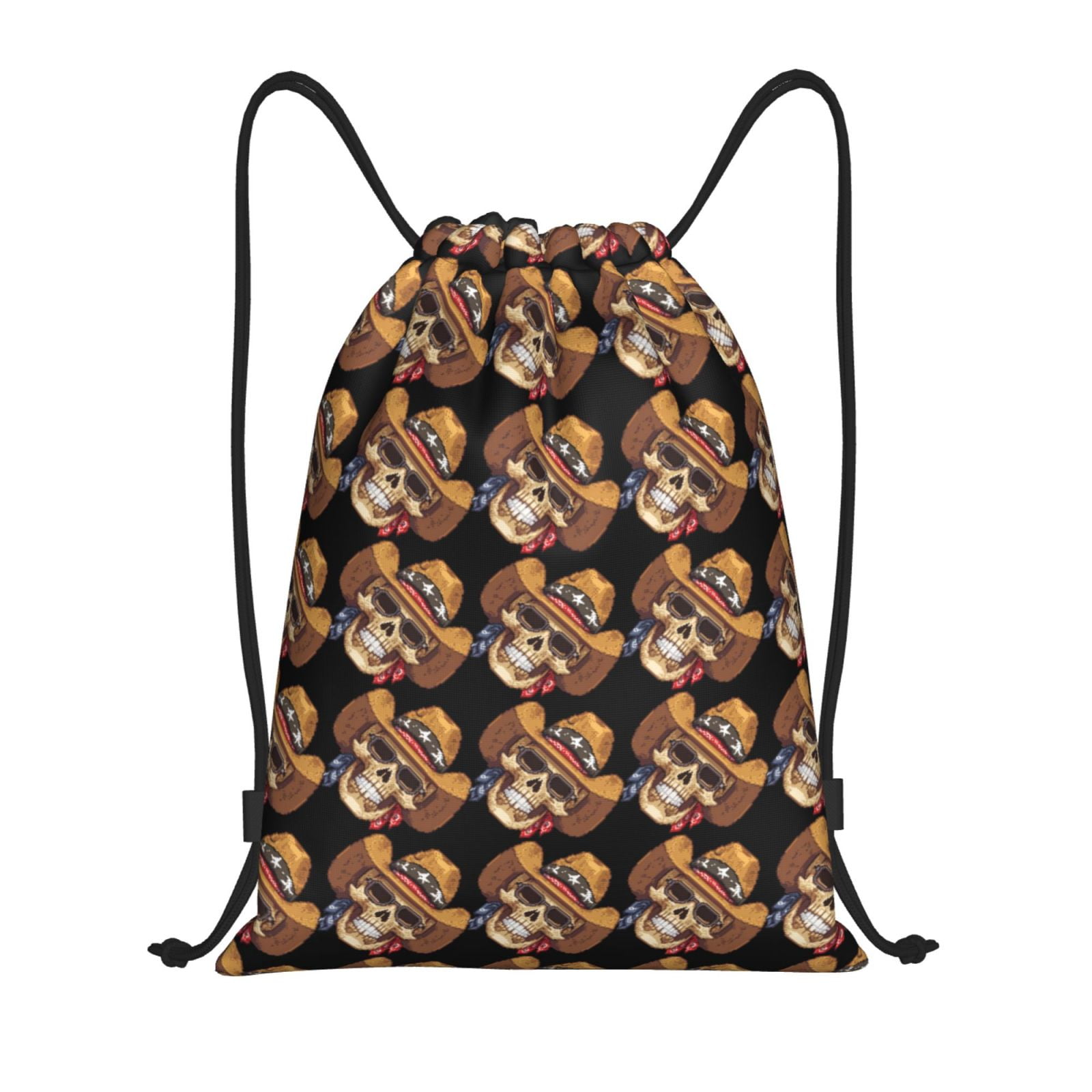 Drawstring Backpack - Wild West Cowboy Skull Cheer Gym Bag for Women ...