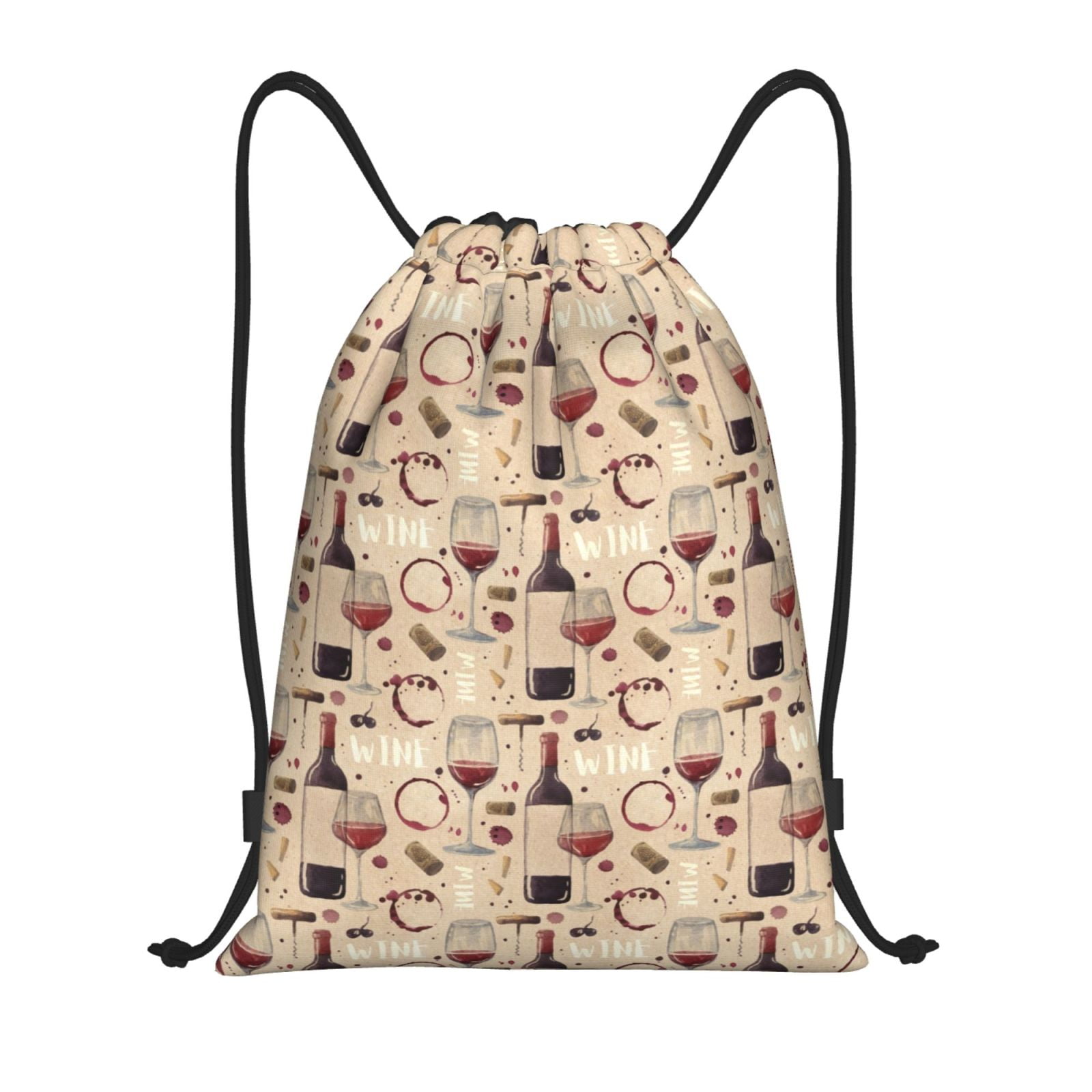 Drawstring Backpack, Wine Glasses Light Waterproof Sports Gym Bag Draw ...