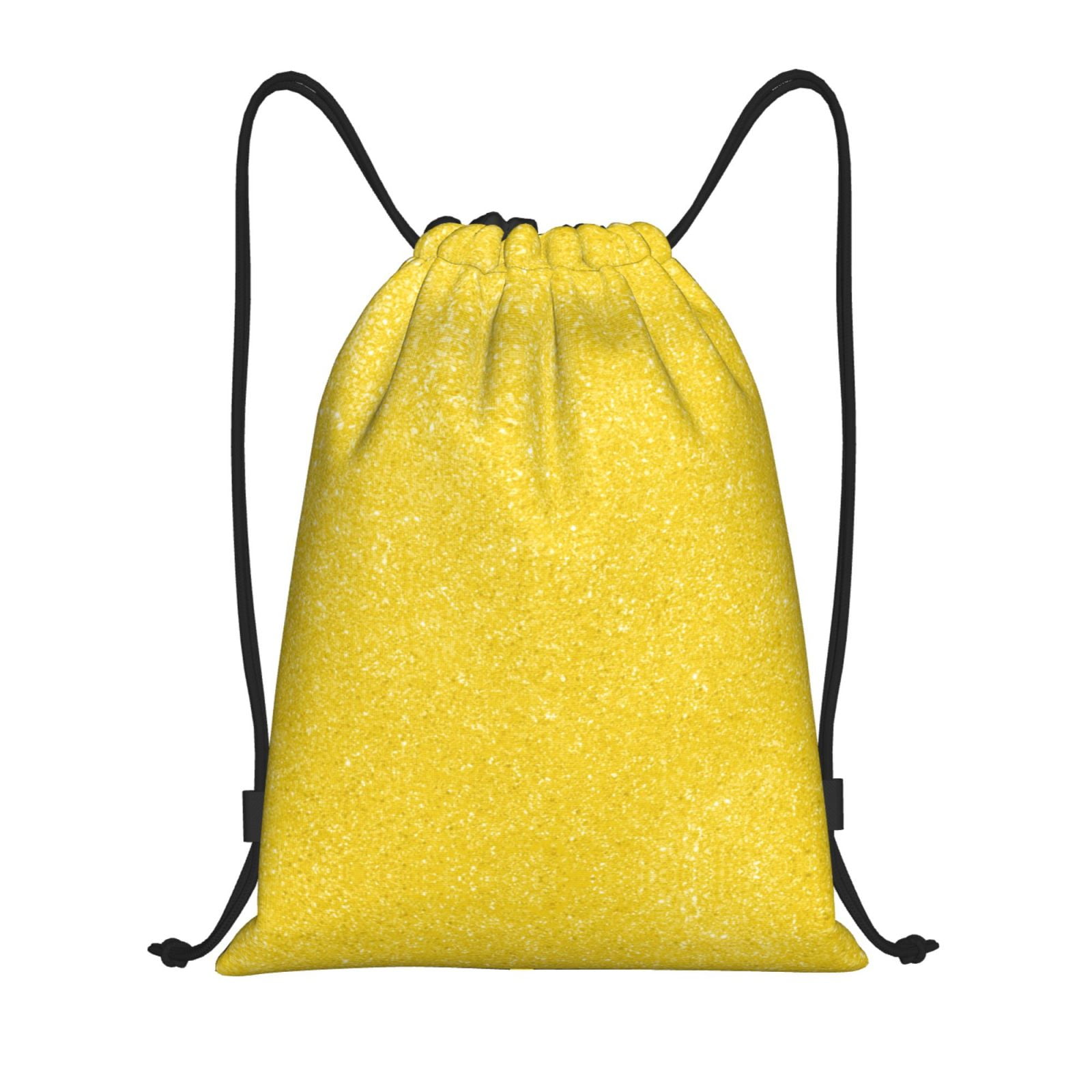 Drawstring Backpack - Yellow Glitter Splash Proof Small Drawstring Gym ...