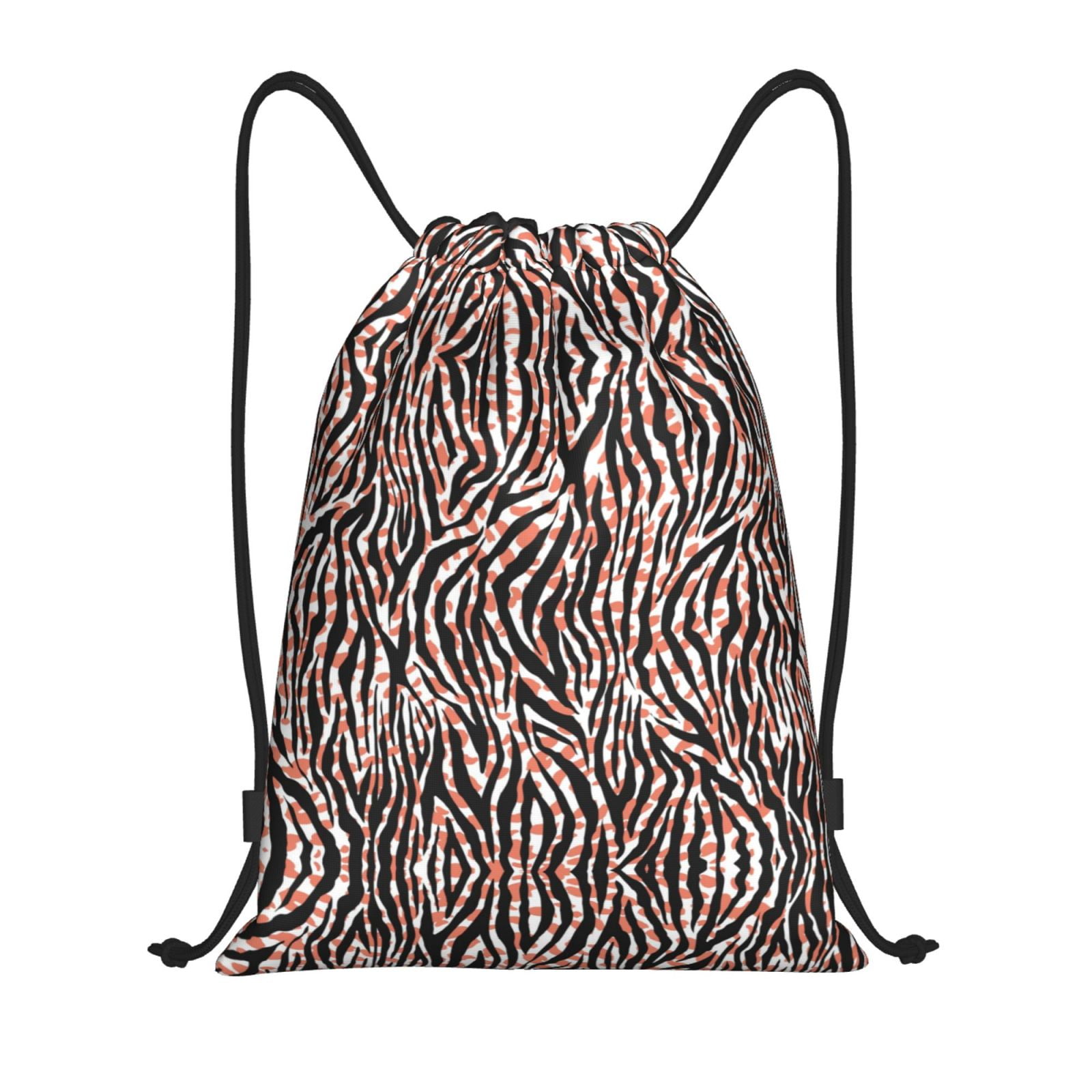 Drawstring Backpack - Zebra Skin Leopard Print Cheer Gym Bag for Women ...