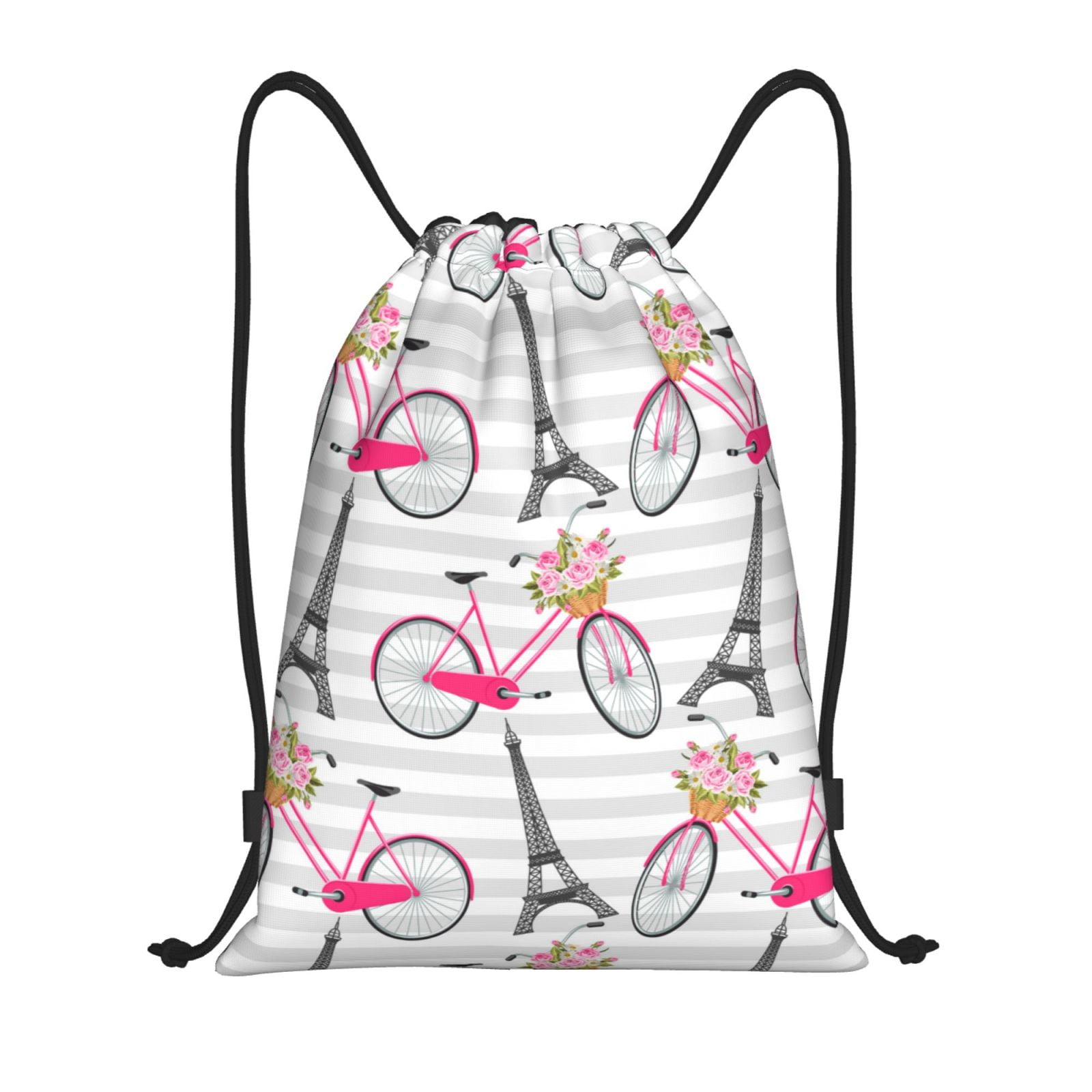 Drawstring Backpack - bie Eiffel Tower Gym Bag for Women Men Water ...