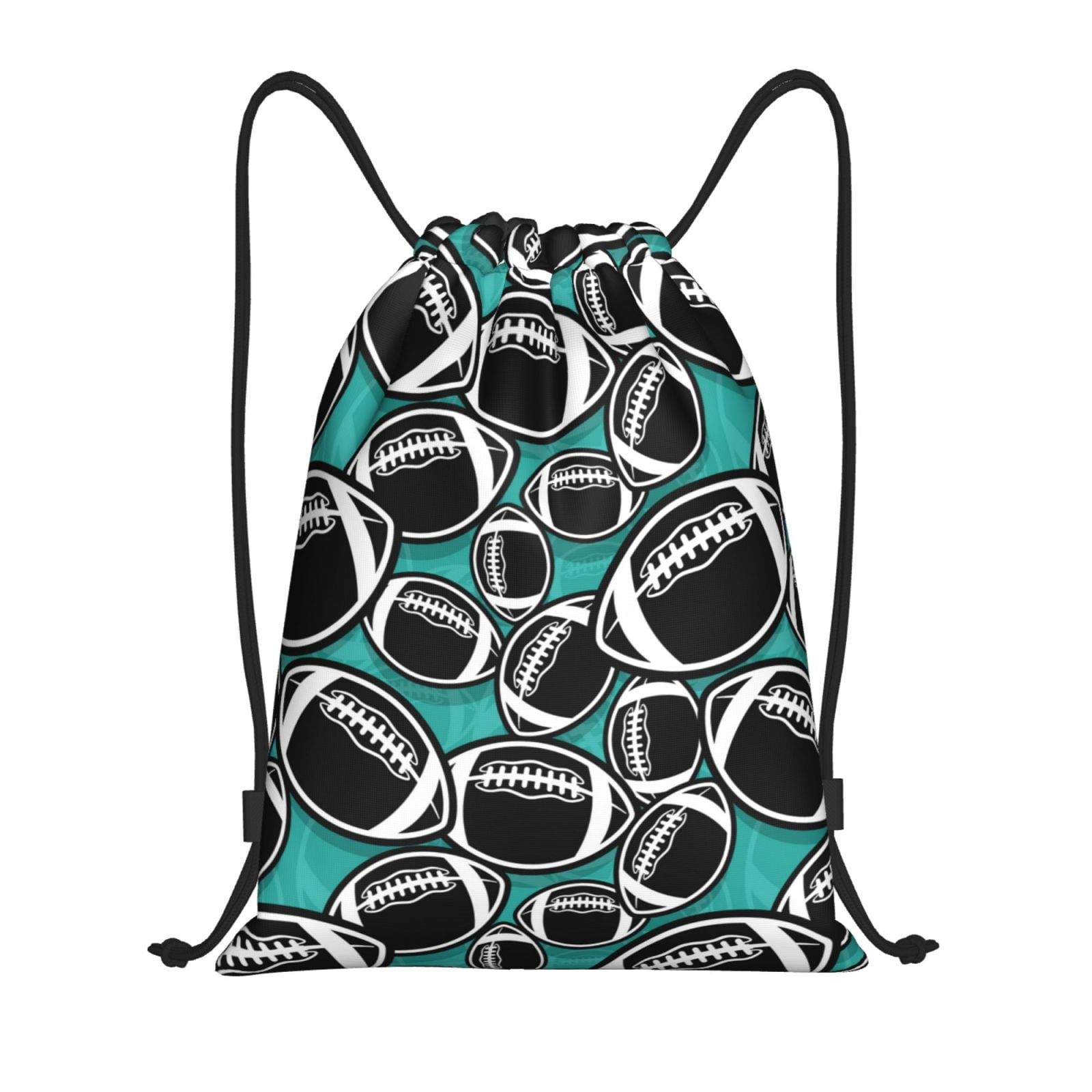 Drawstring Backpack black American football Rugby green Sports Gym Bag ...