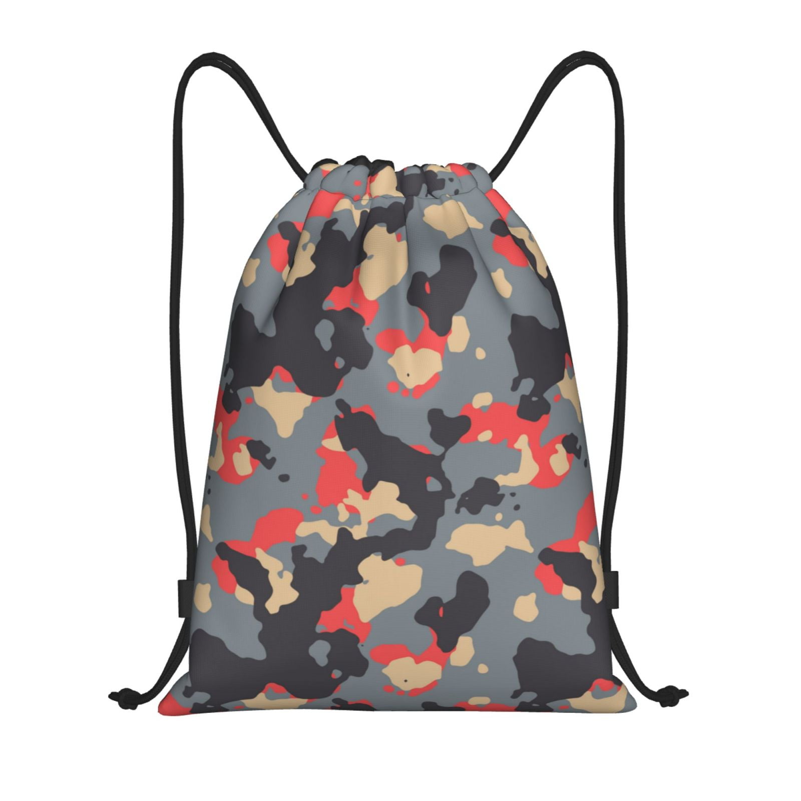 Drawstring Backpack black Camouflage red Sports Gym Bag for Men Women ...