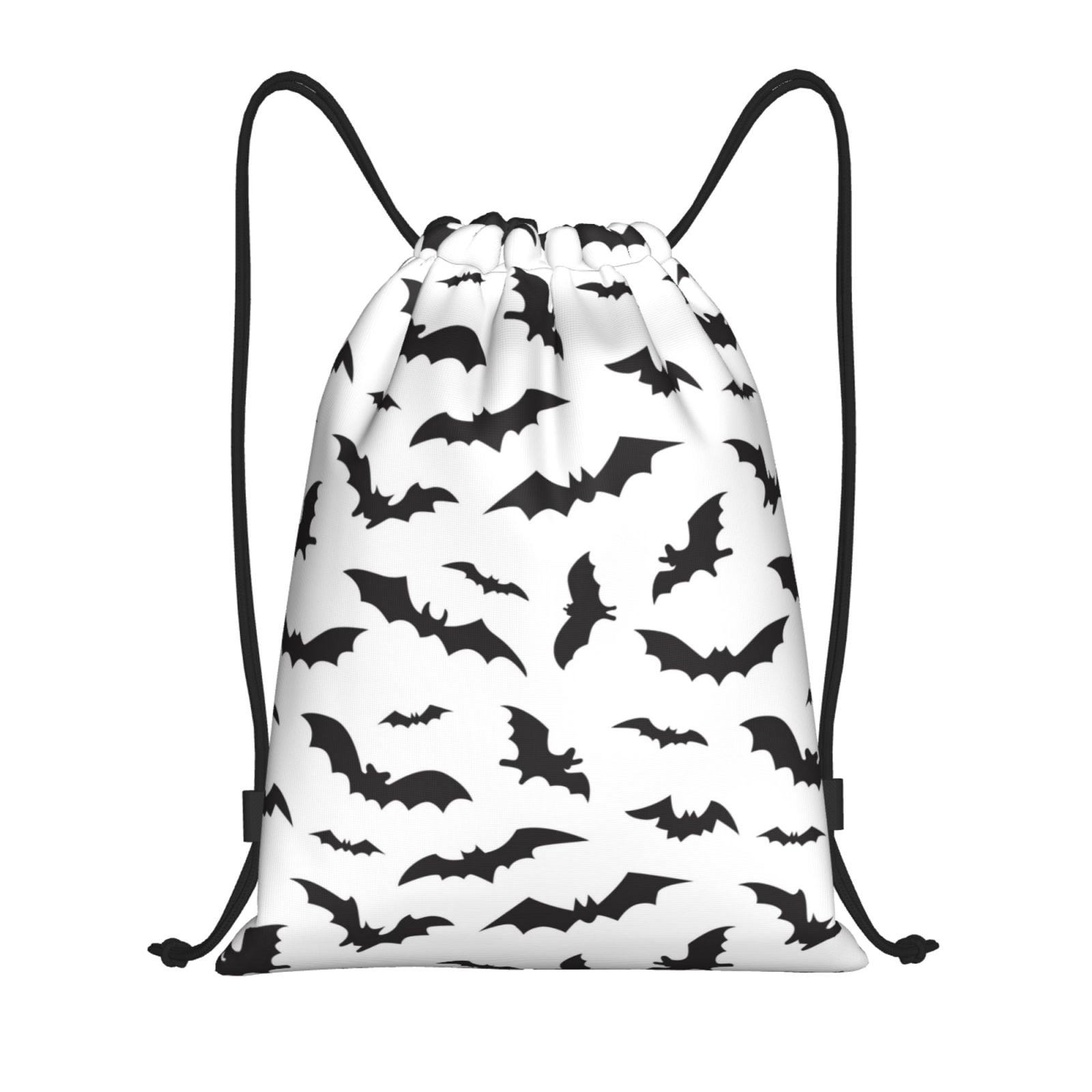 Drawstring Backpack - black bats cool Splash Proof Small Drawstring Gym ...