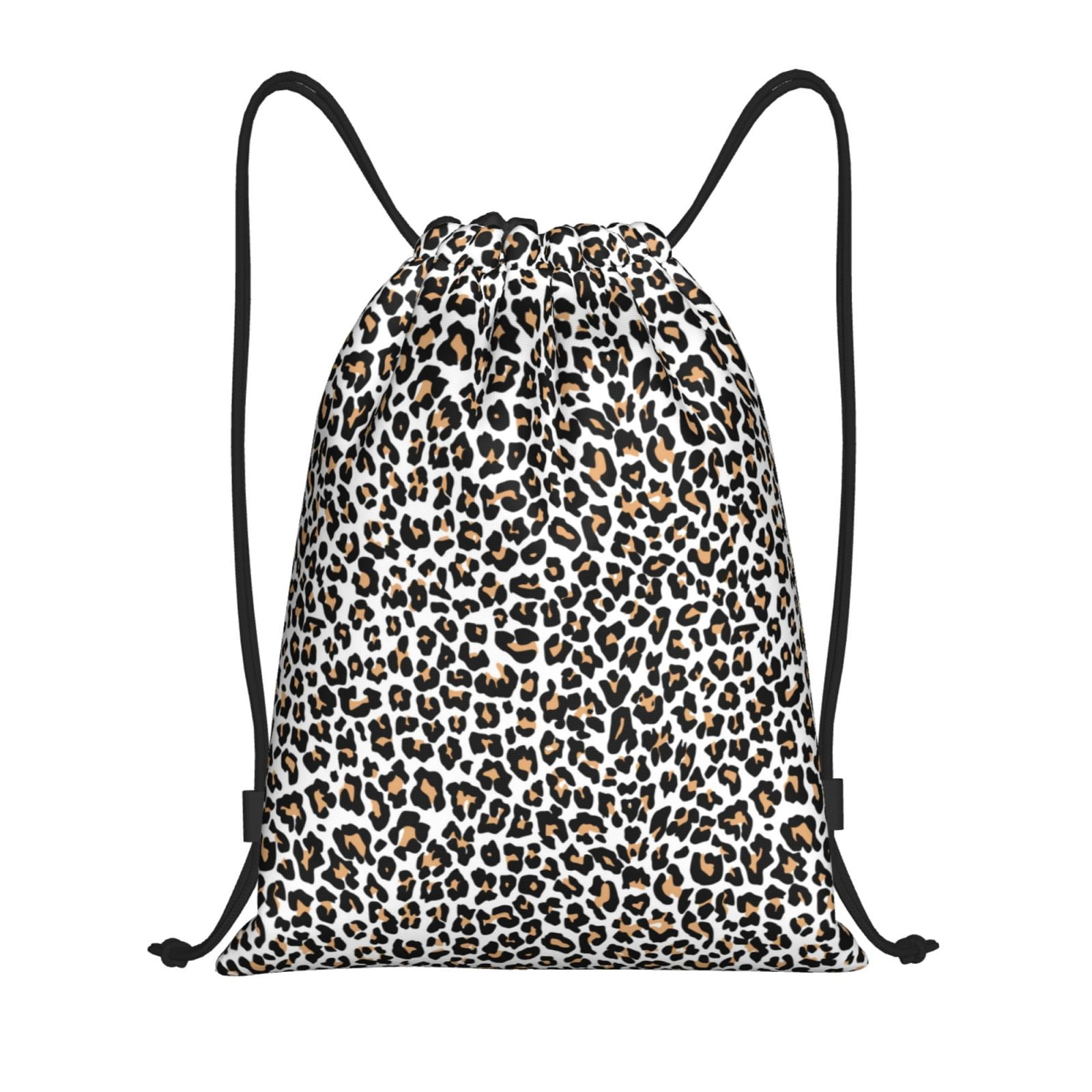 Drawstring Backpack, black orange leopard trendy Light Waterproof ...