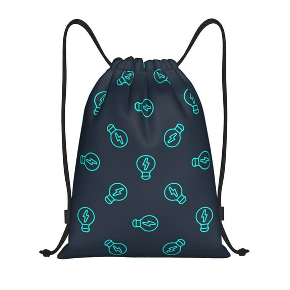 Drawstring Backpack - blue Light Bulbs print Splash Proof Small ...