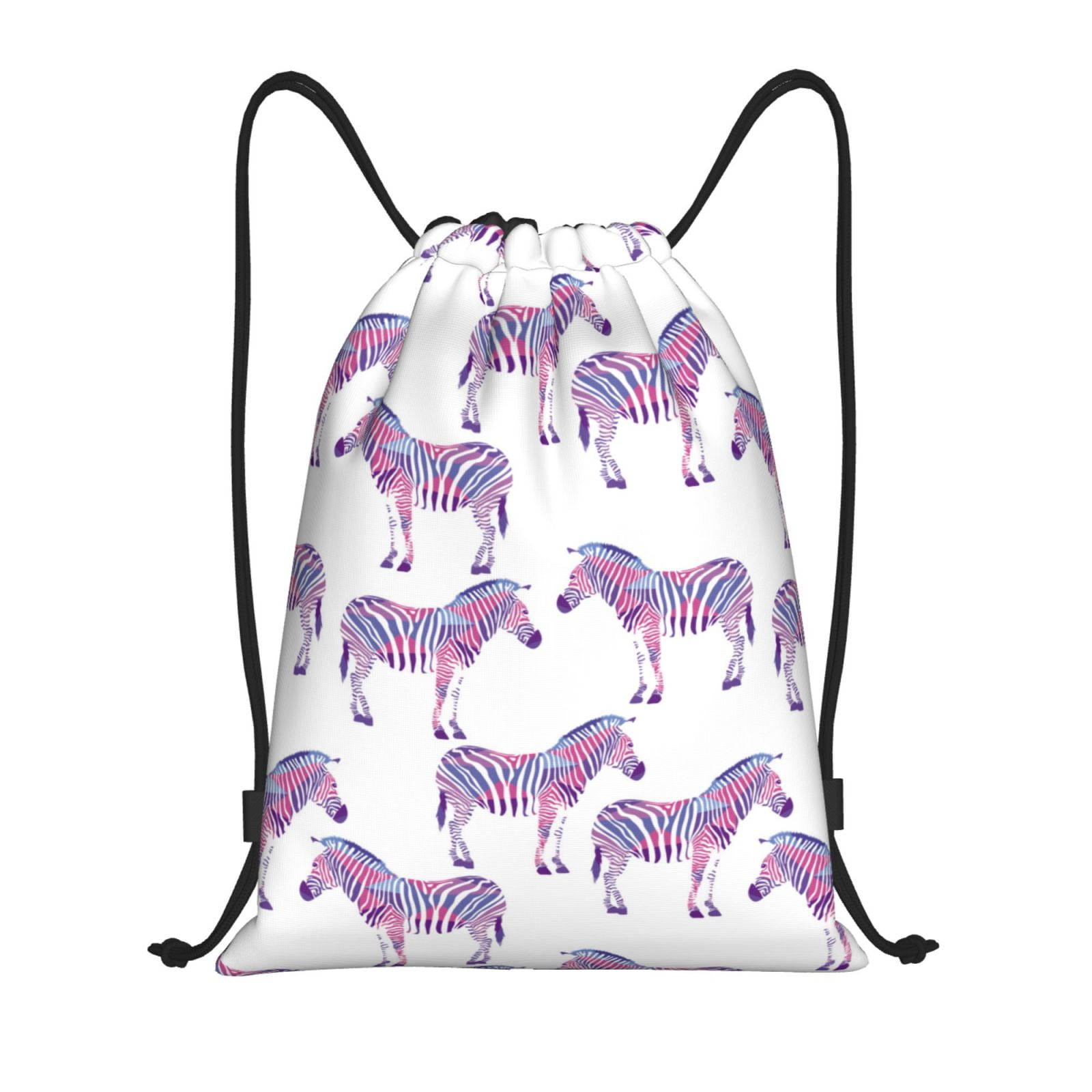 Drawstring Backpack - bright colorful zebras cool Splash Proof Small ...