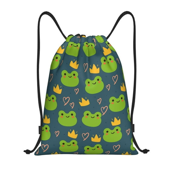 Drawstring Backpack, cartoon frog heart cute Light Waterproof Sports ...