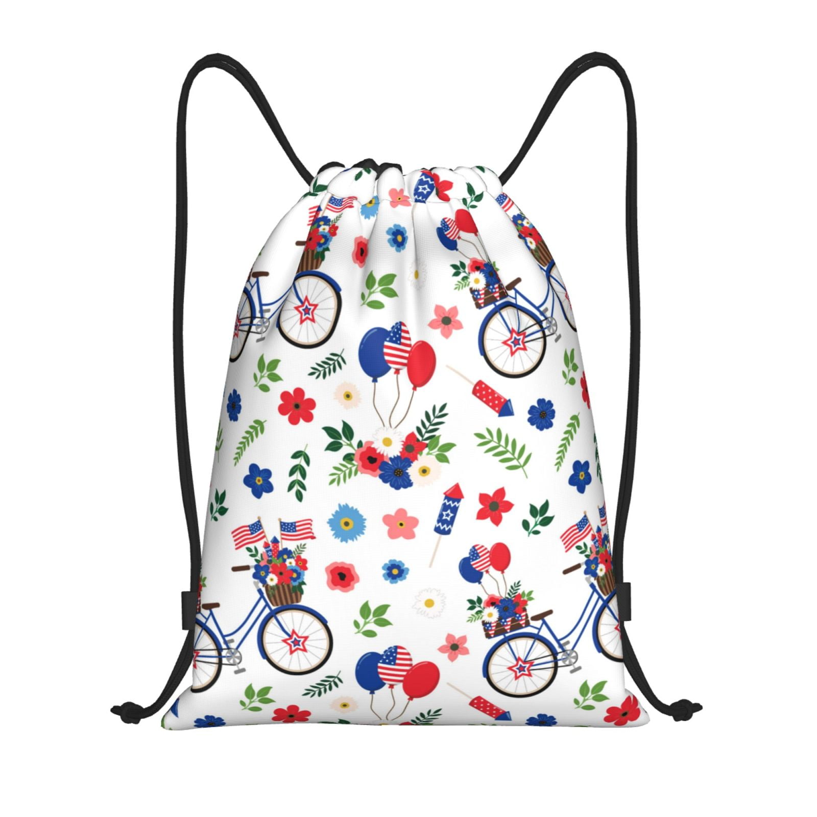 Drawstring Backpack celebrate USA Flag flower Sports Gym Bag for Men ...
