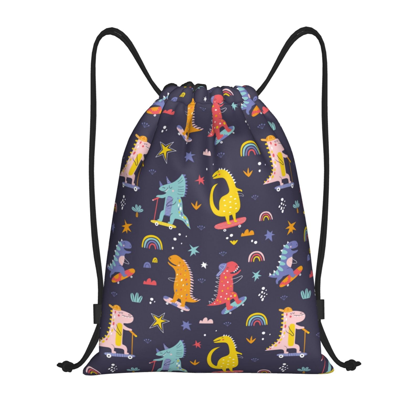 Drawstring Backpack, colorful Dinosaur rainbow Light Waterproof Sports ...