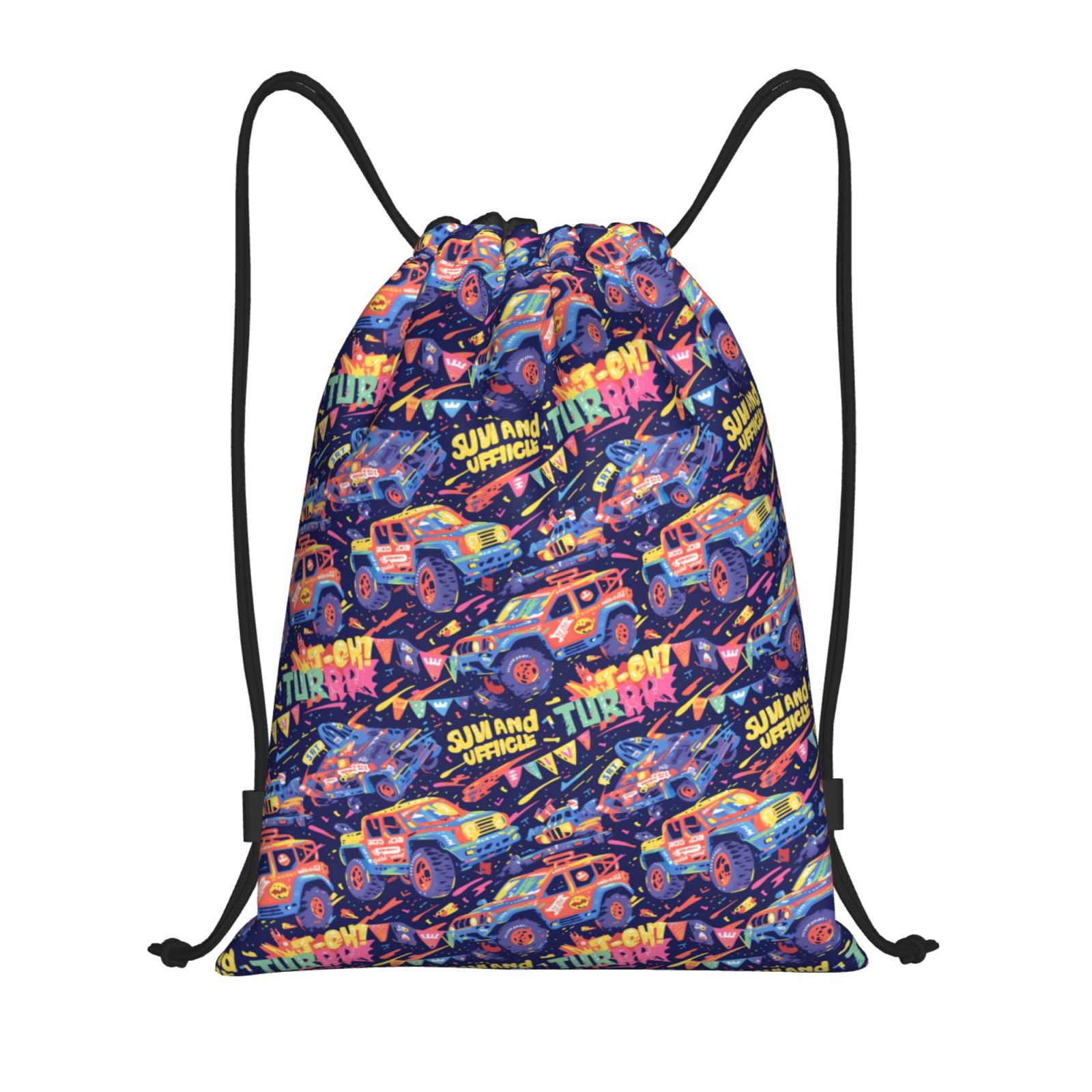Drawstring Backpack, colorful SUV car Light Waterproof Sports Gym Bag ...