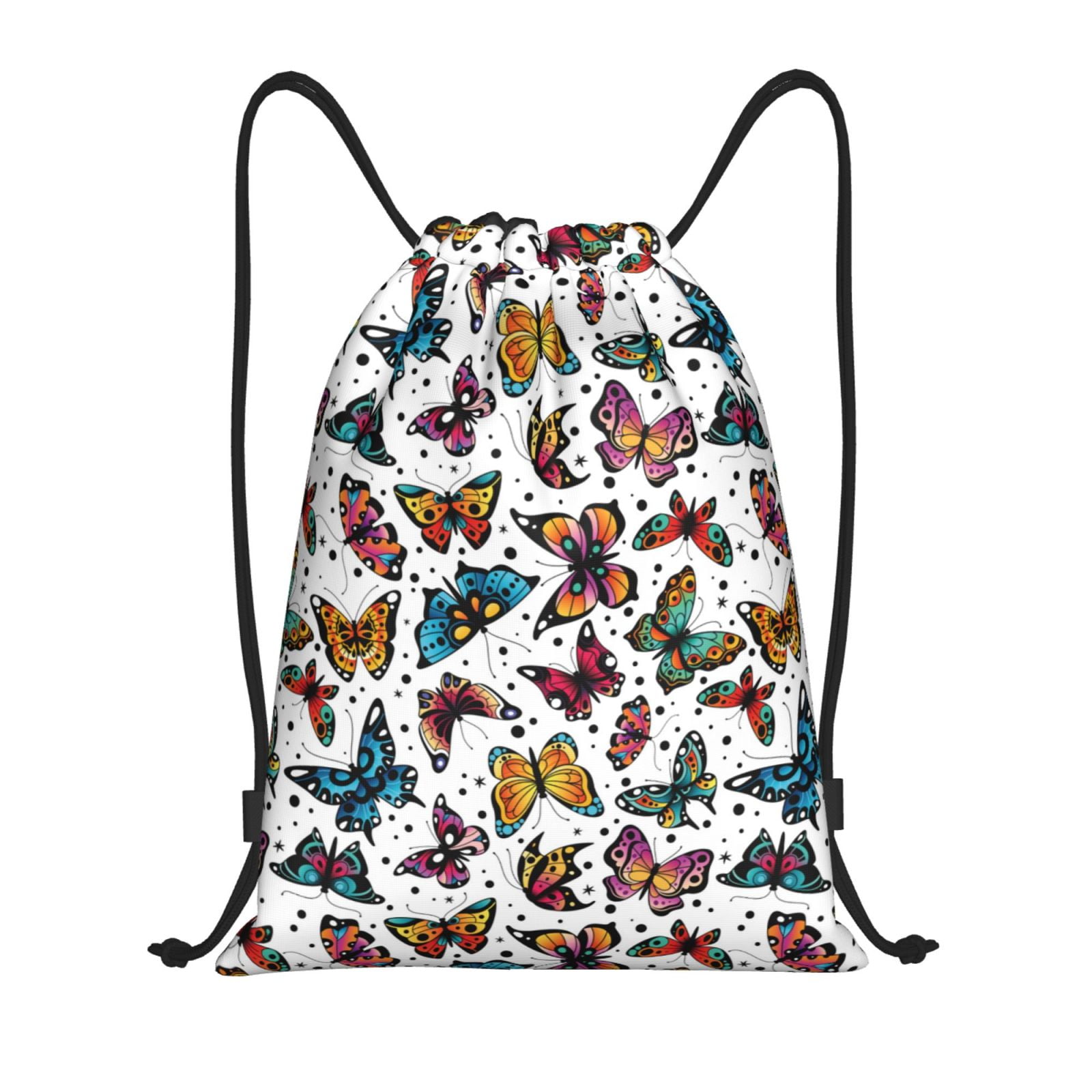 Drawstring Backpack colorful butterfly_B Sports Gym Bag for Men Women ...