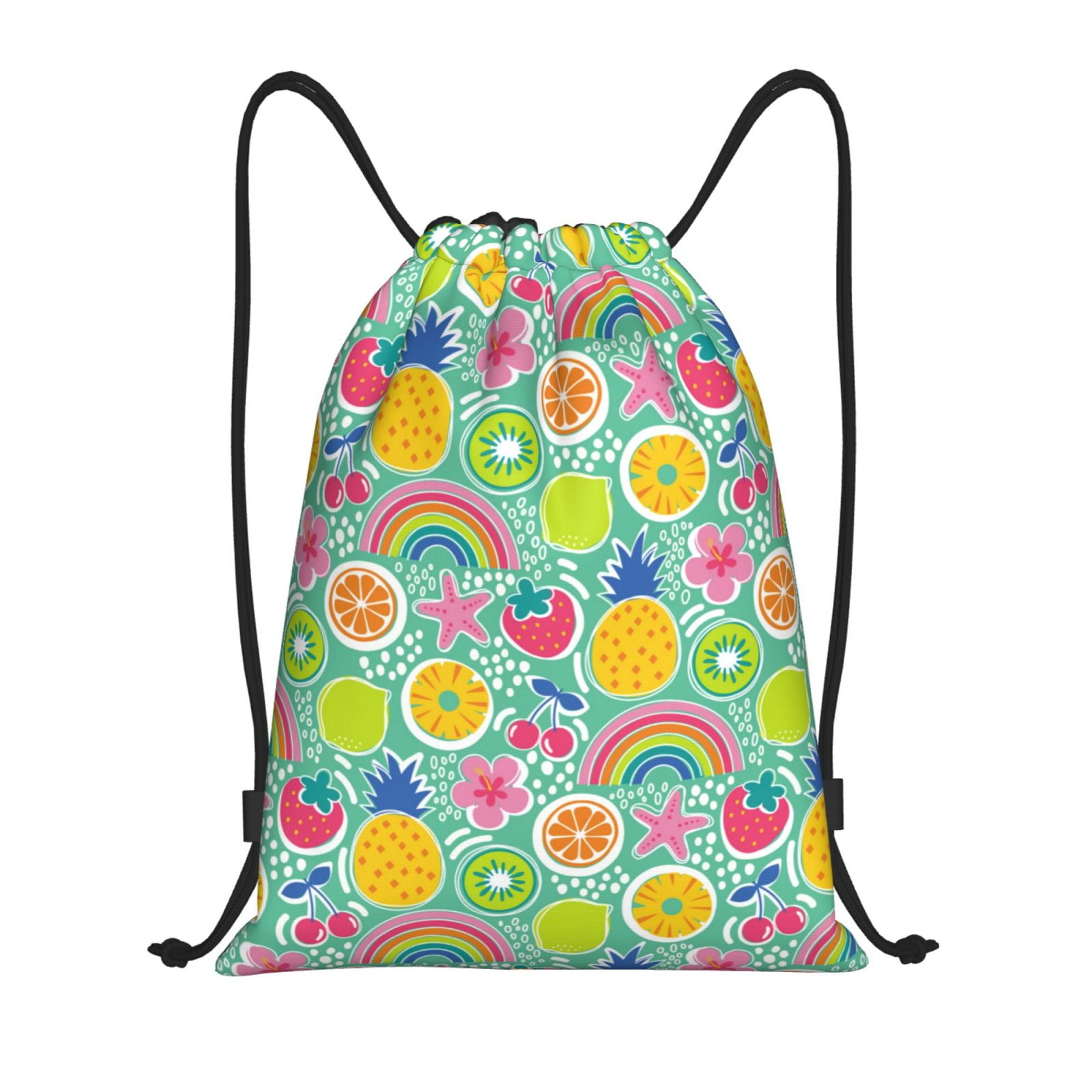 Drawstring Backpack - colorful fruit rainbow Cheer Gym Bag for Women ...