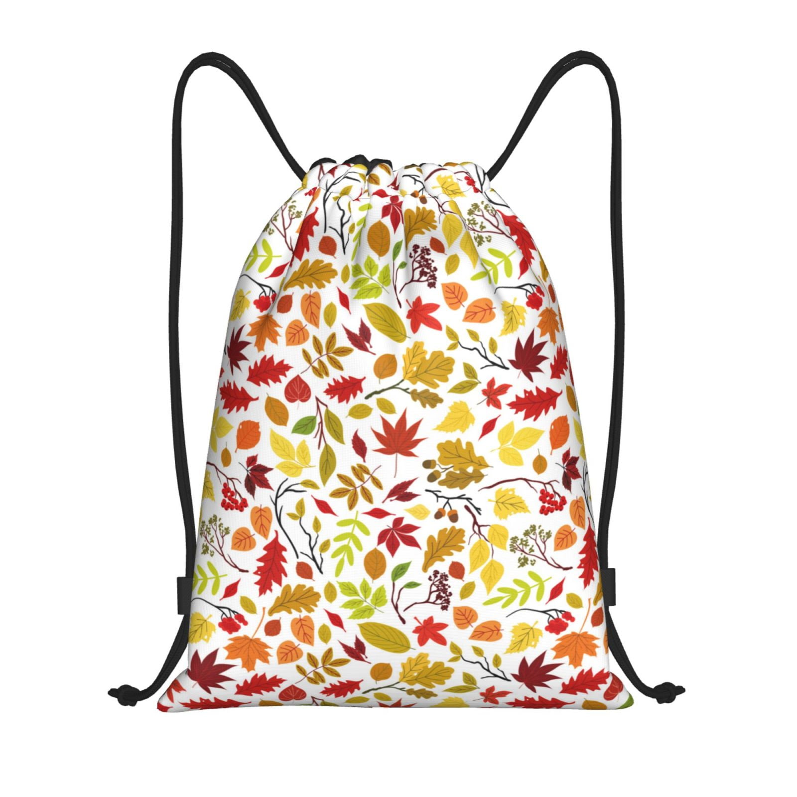 Drawstring Backpack - colorful leaves Splash Proof Small Drawstring Gym ...
