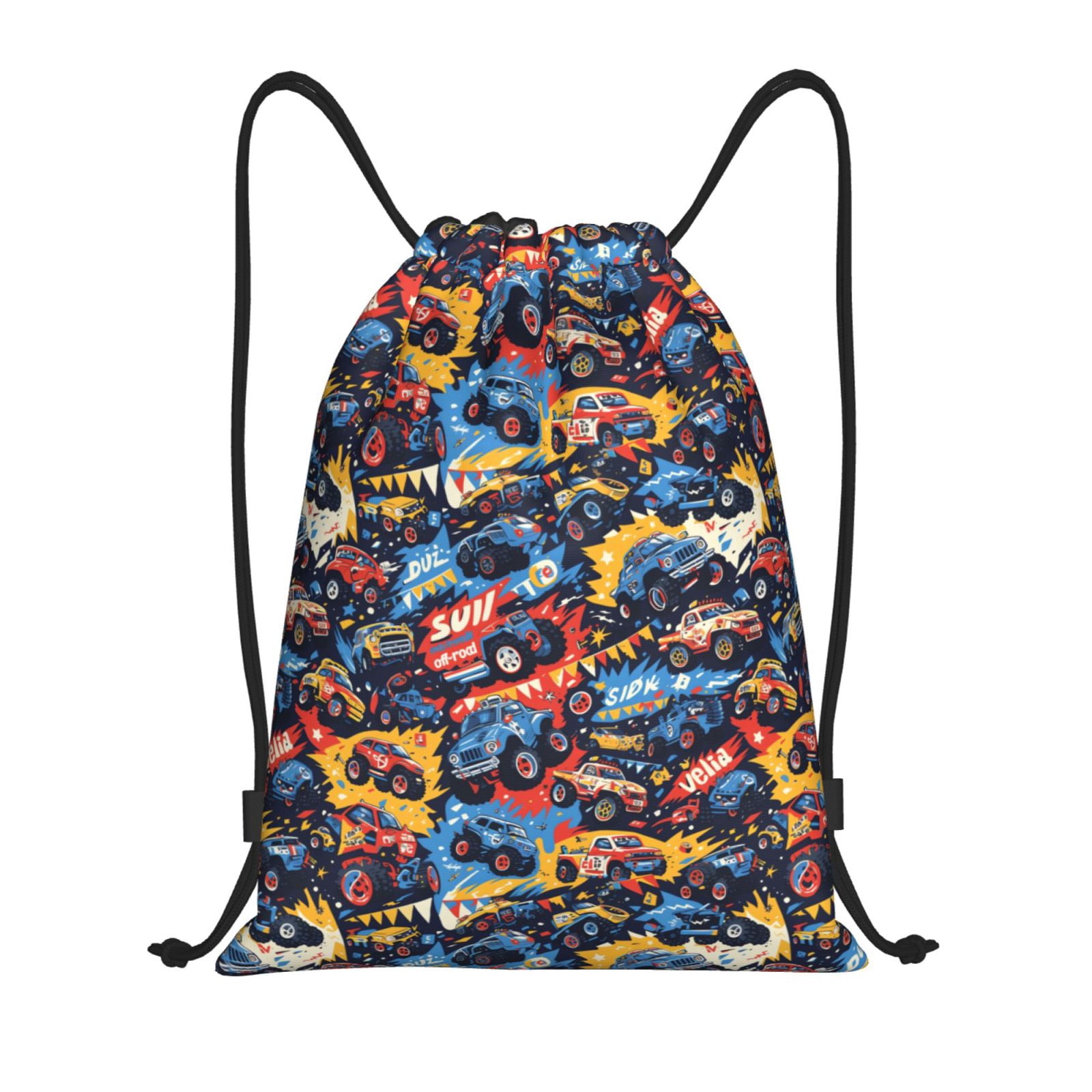Drawstring Backpack, colorful off road racing car Light Waterproof ...
