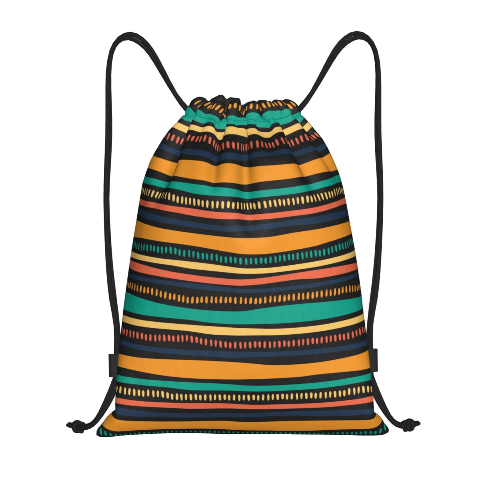 Drawstring Backpack - colorful stripes pattern Splash Proof Small ...