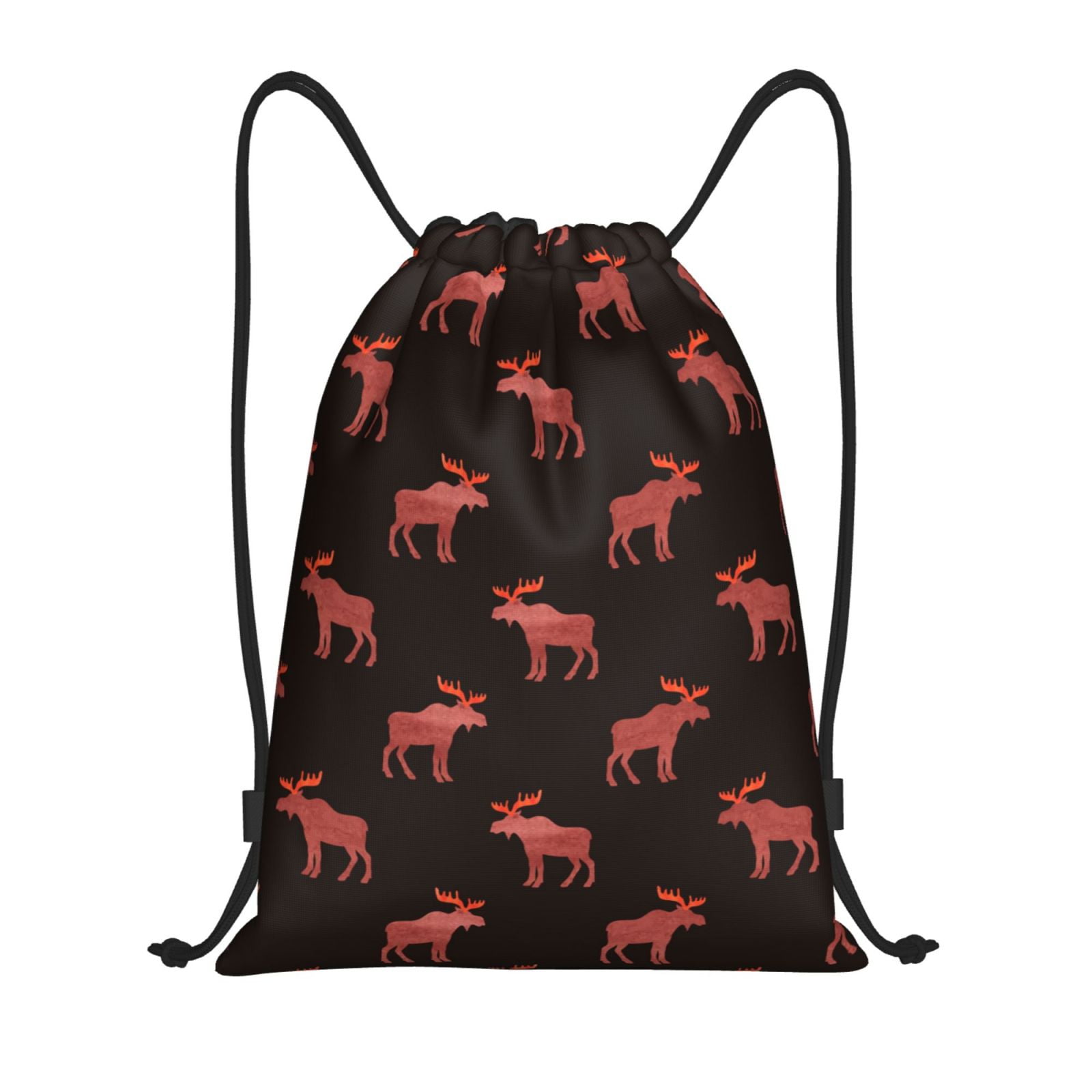 Drawstring Backpack, cool elk moose vintage black Light Waterproof ...
