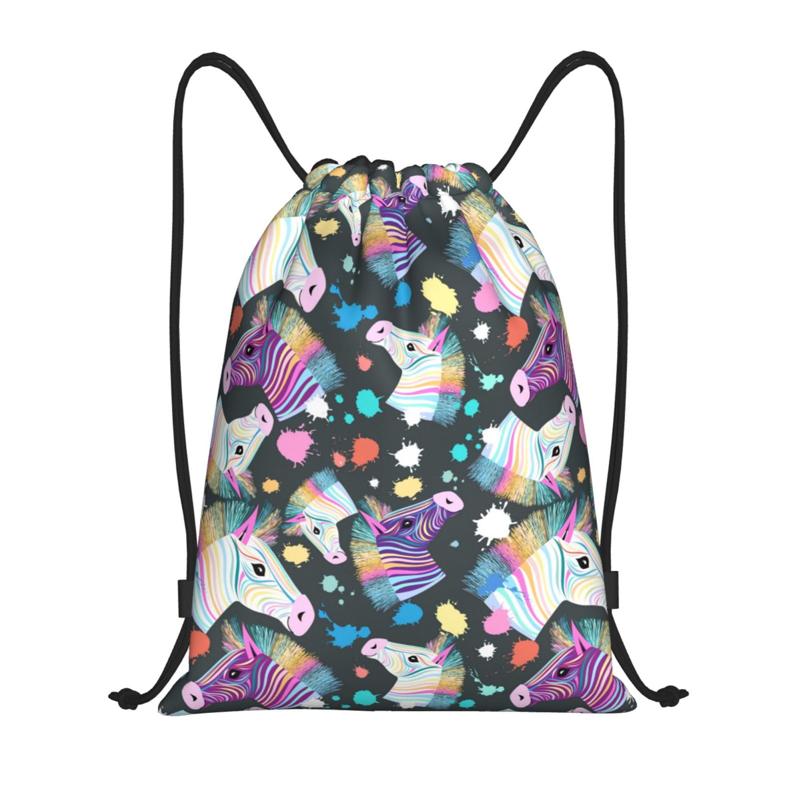 Drawstring Backpack, cute Rainbow horse doodle cool Light Waterproof ...
