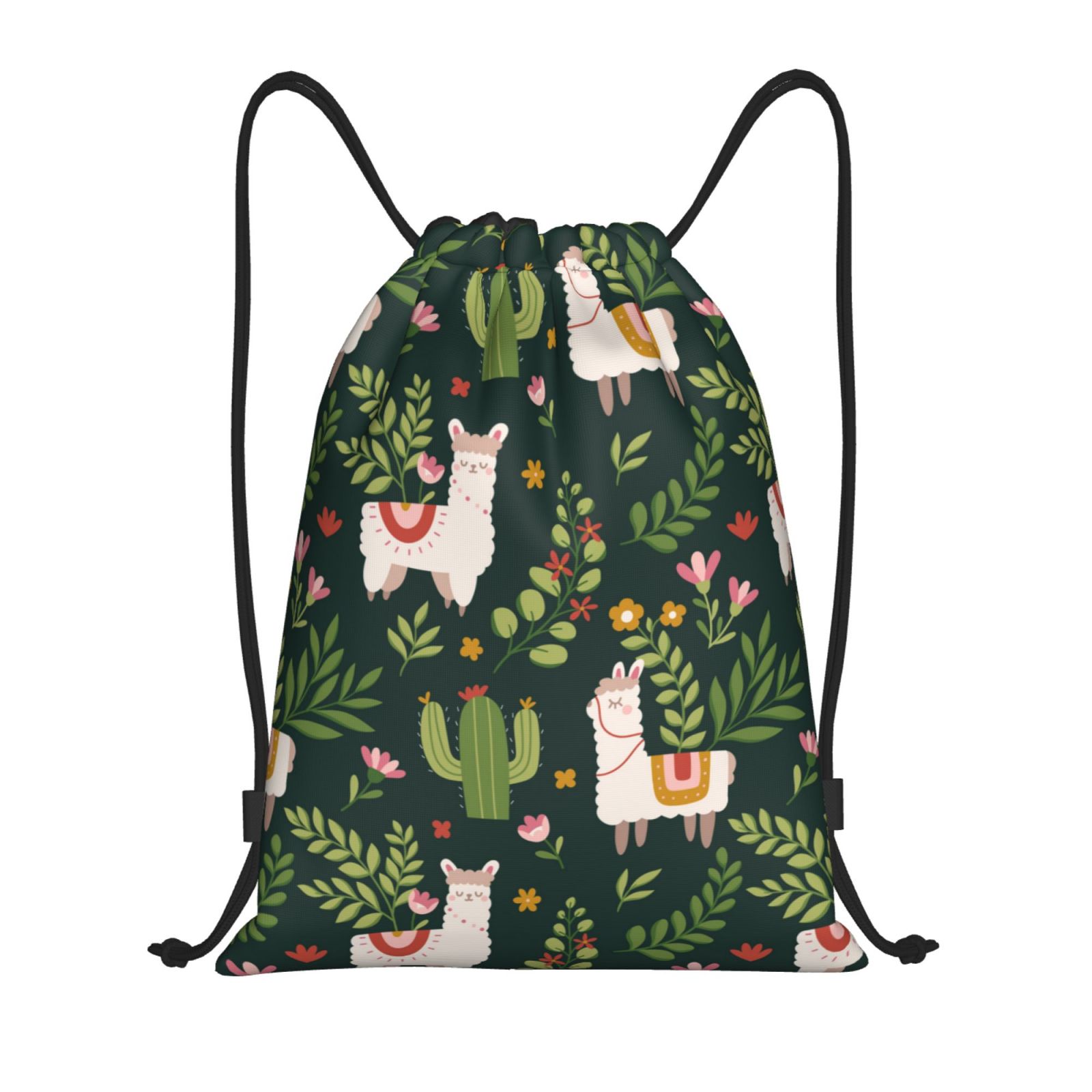 Drawstring Backpack - cute alpaca cactus llama floral Gym Bag for Women ...