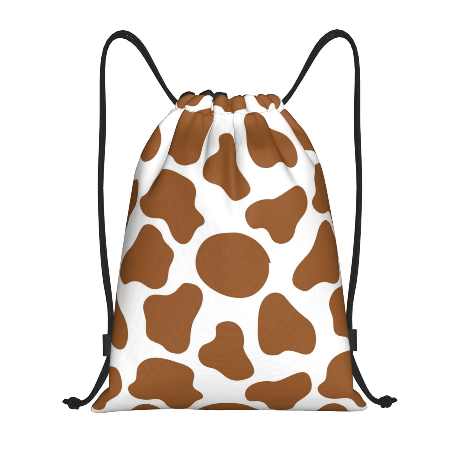 Drawstring Backpack - cute brown cow print Gym Bag for Women Men Water ...