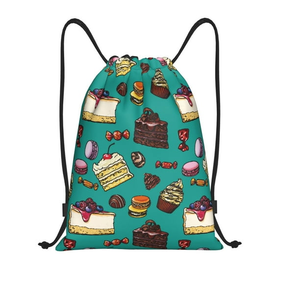 Drawstring Backpack, cute cake Light Waterproof Sports Gym Bag Draw ...