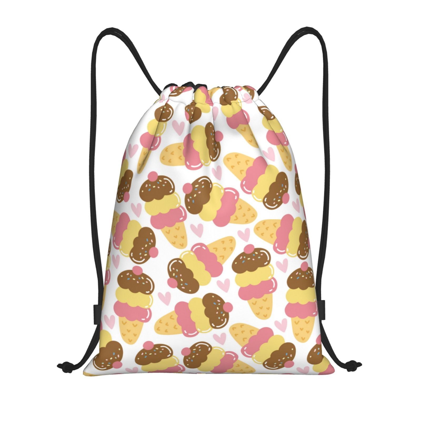 Drawstring Backpack, cute ice cream Light Waterproof Sports Gym Bag ...