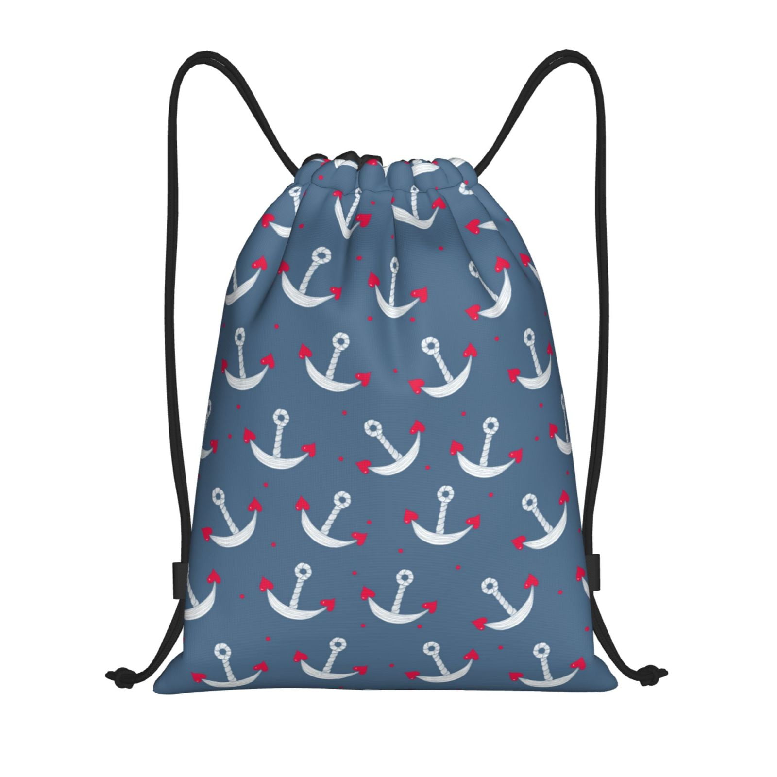 Drawstring Backpack - cute red heart anchor Cheer Gym Bag for Women Men ...