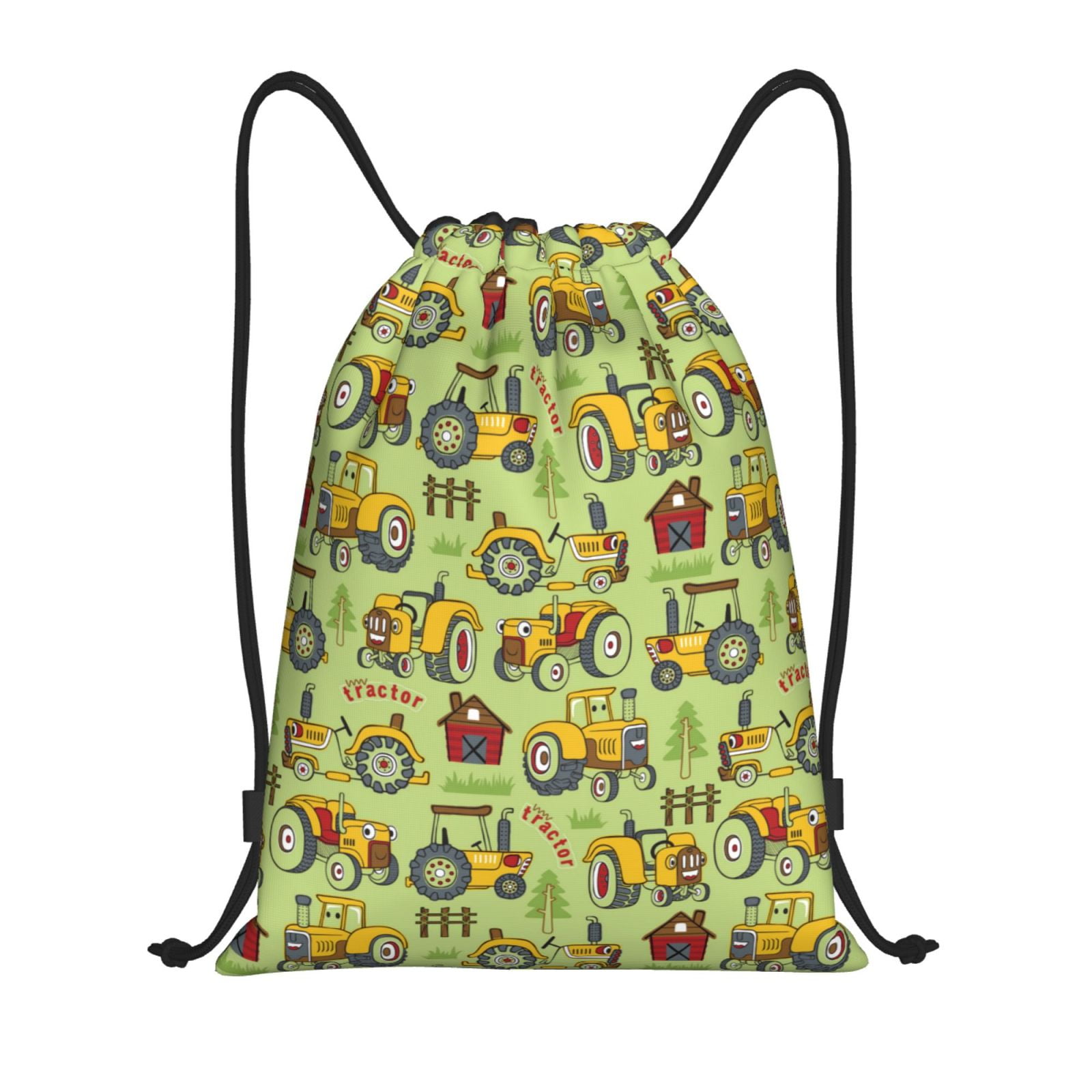 Drawstring Backpack - cute tractor Splash Proof Small Drawstring Gym ...
