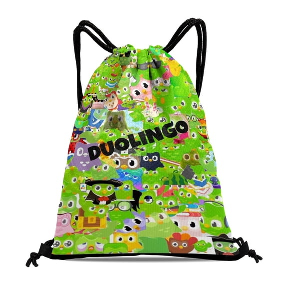 Drawstring Backpack for Duolingo Party Favor Bags Sackpack Adults Women ...