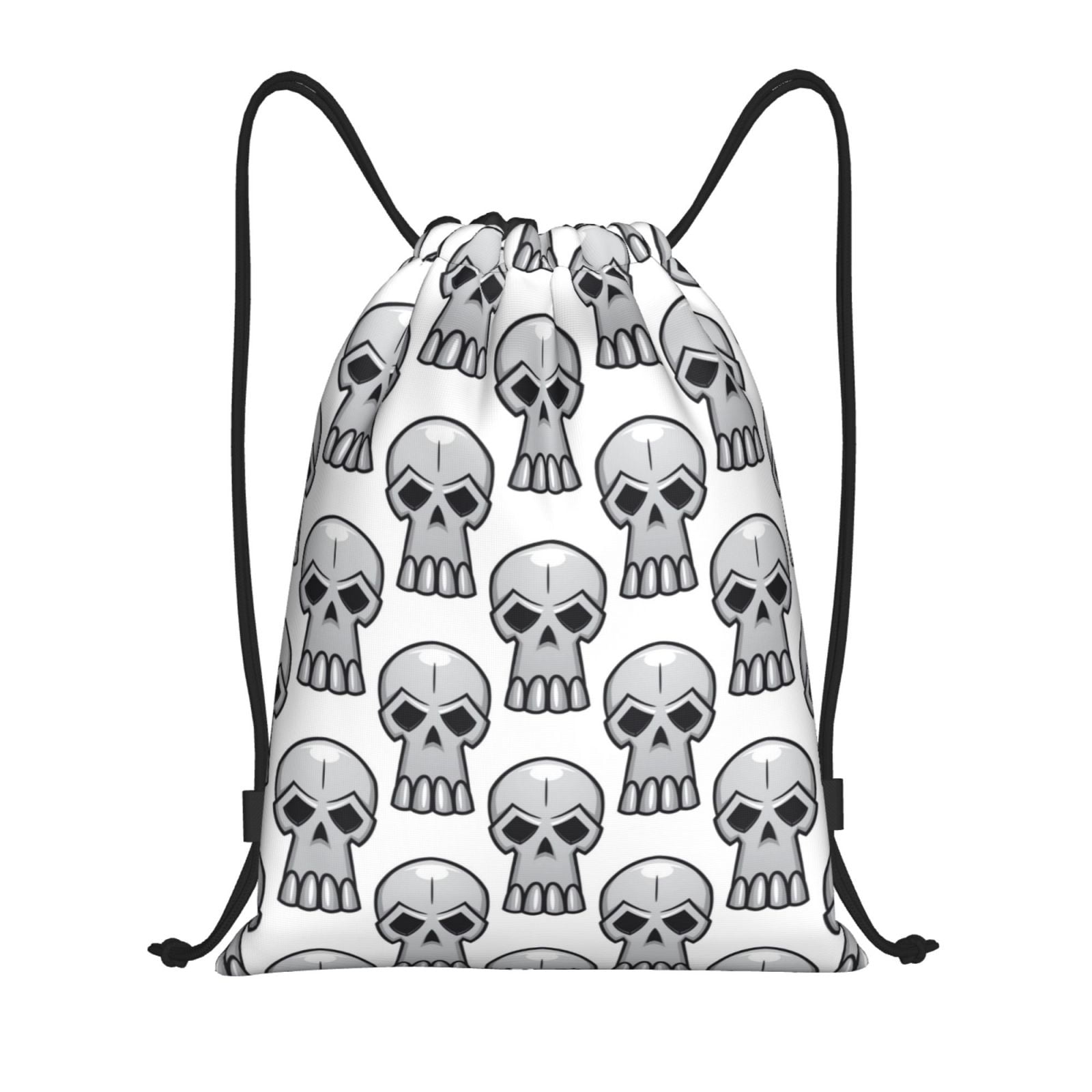 Drawstring Backpack - gray skull Splash Proof Small Drawstring Gym Bag ...