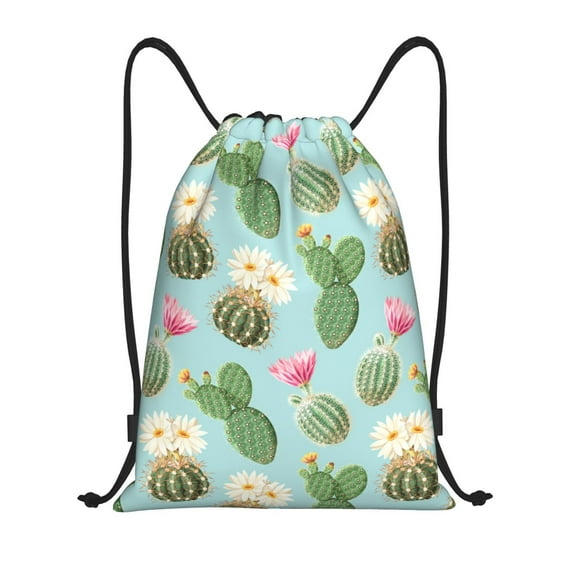 Drawstring Backpack - green Cactus Succulents Splash Proof Small ...