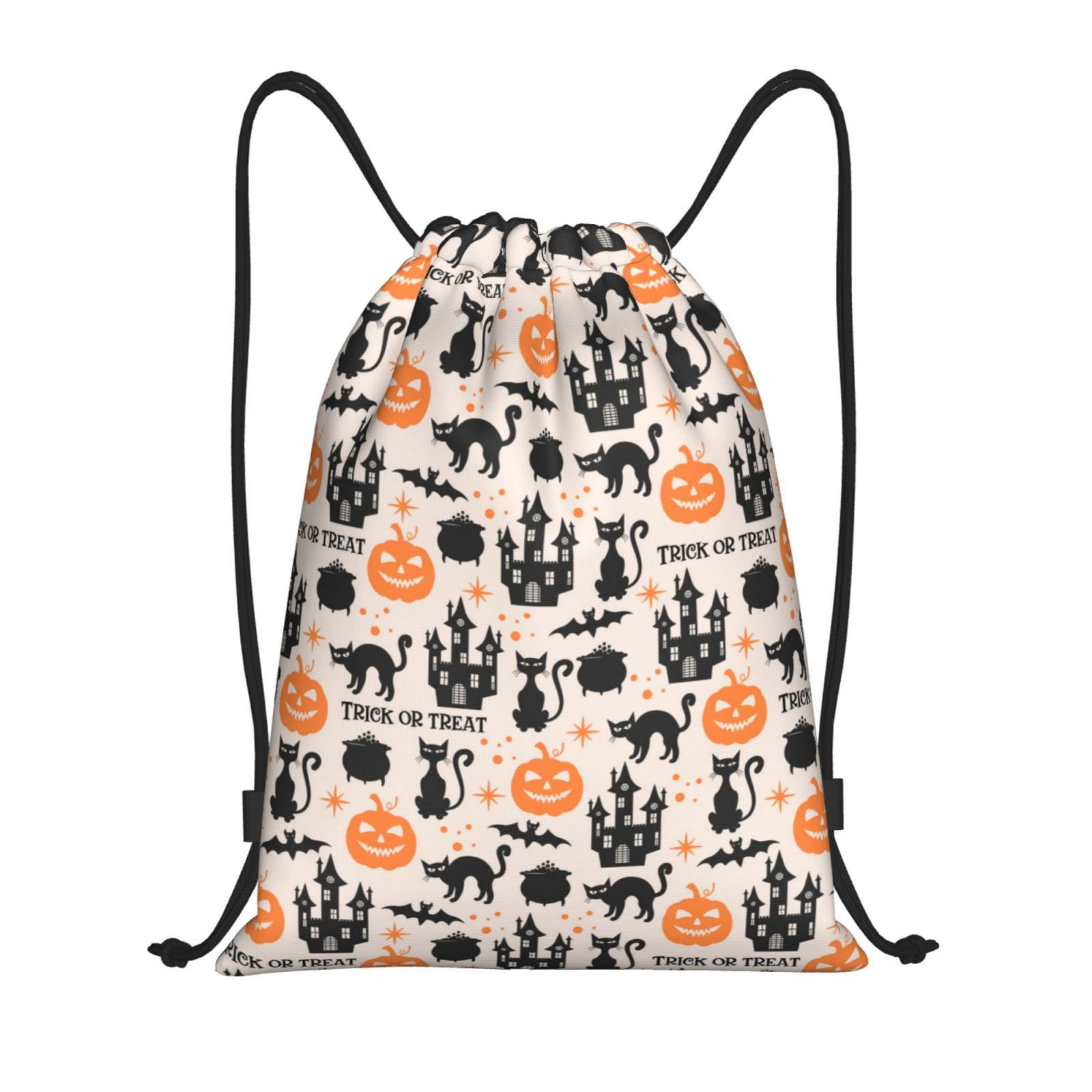 Drawstring Backpack halloween pumpkin cats Sports Gym Bag for Men Women ...