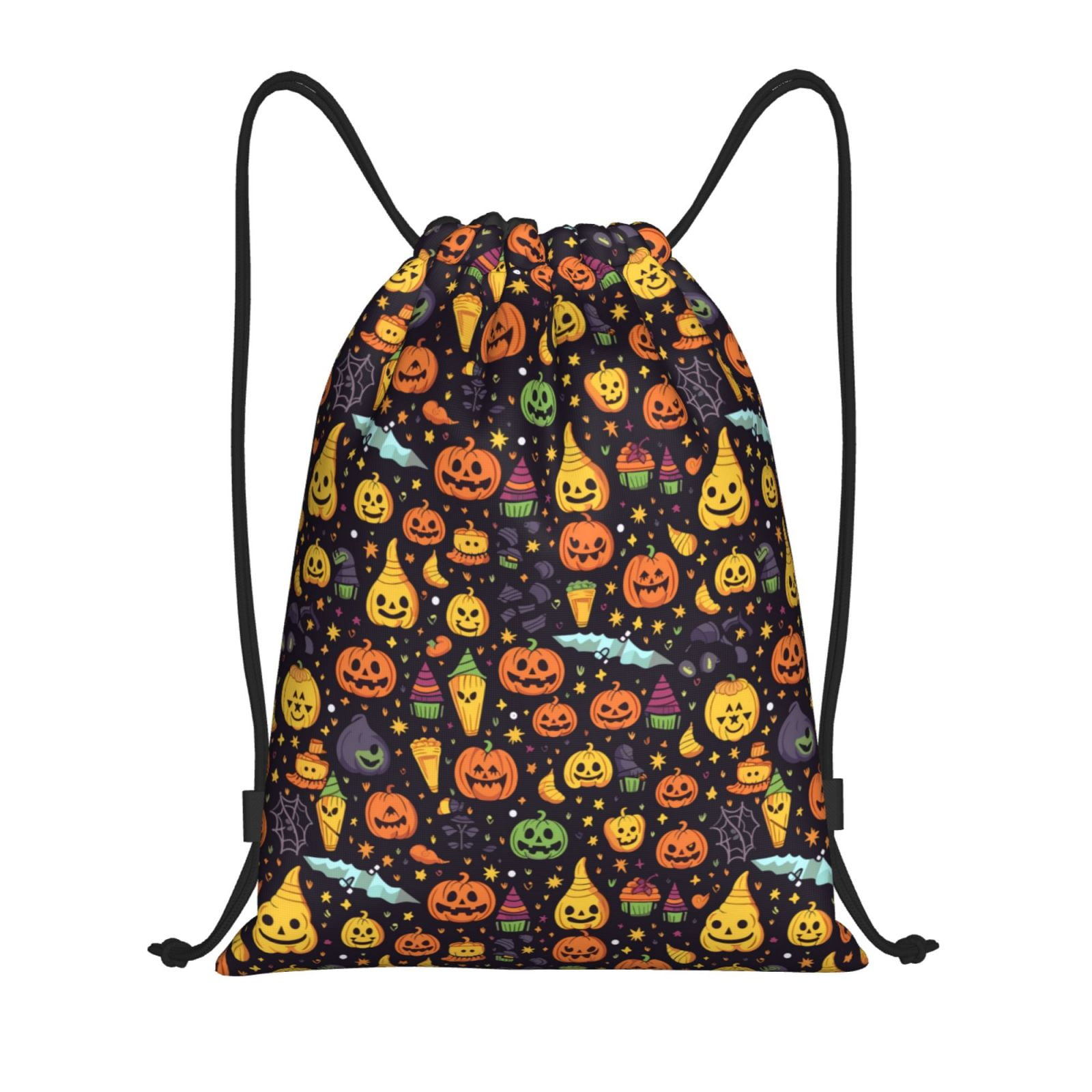 Drawstring Backpack - halloween pumpkins elements Splash Proof Small ...