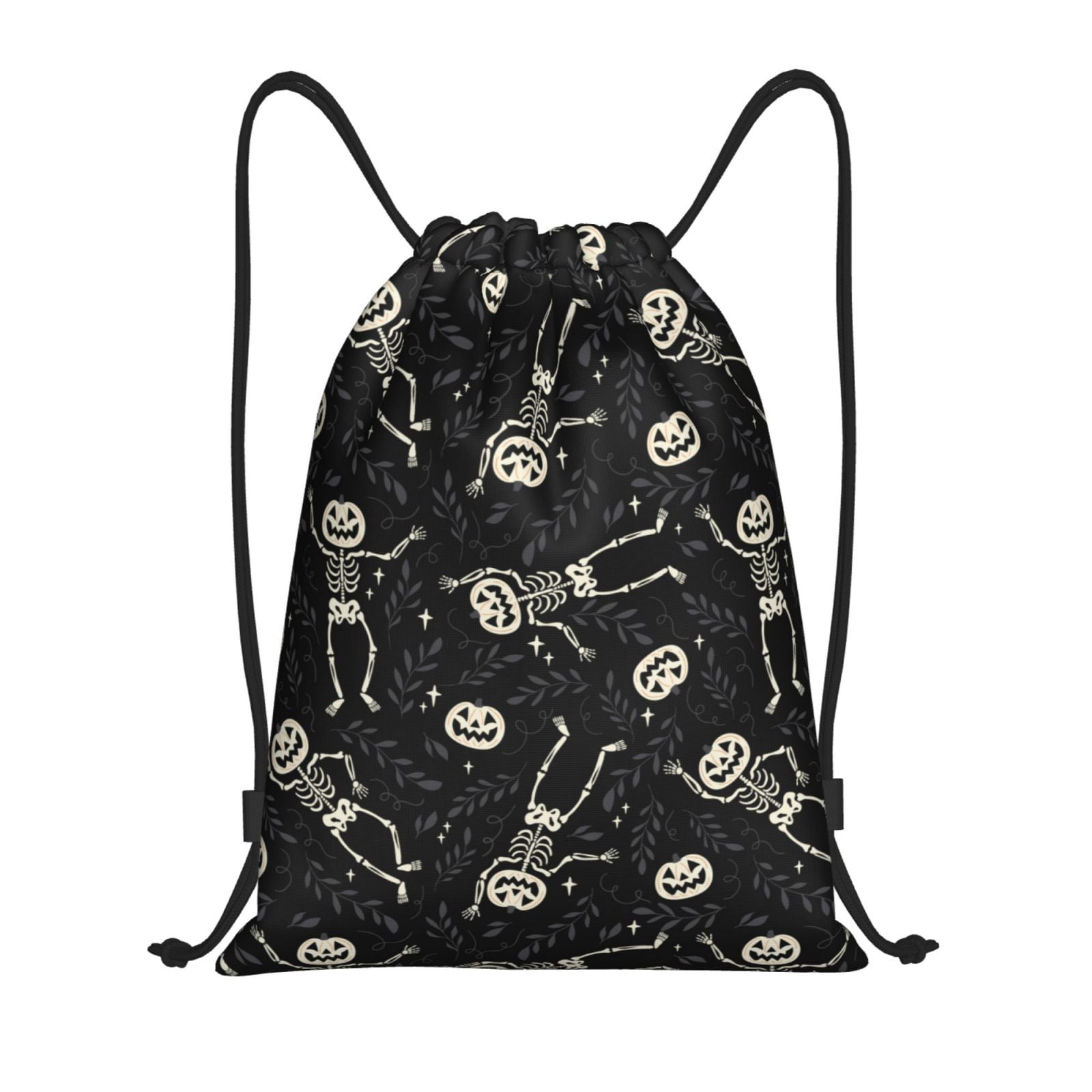 Drawstring Backpack - halloween skull leaf Splash Proof Small ...