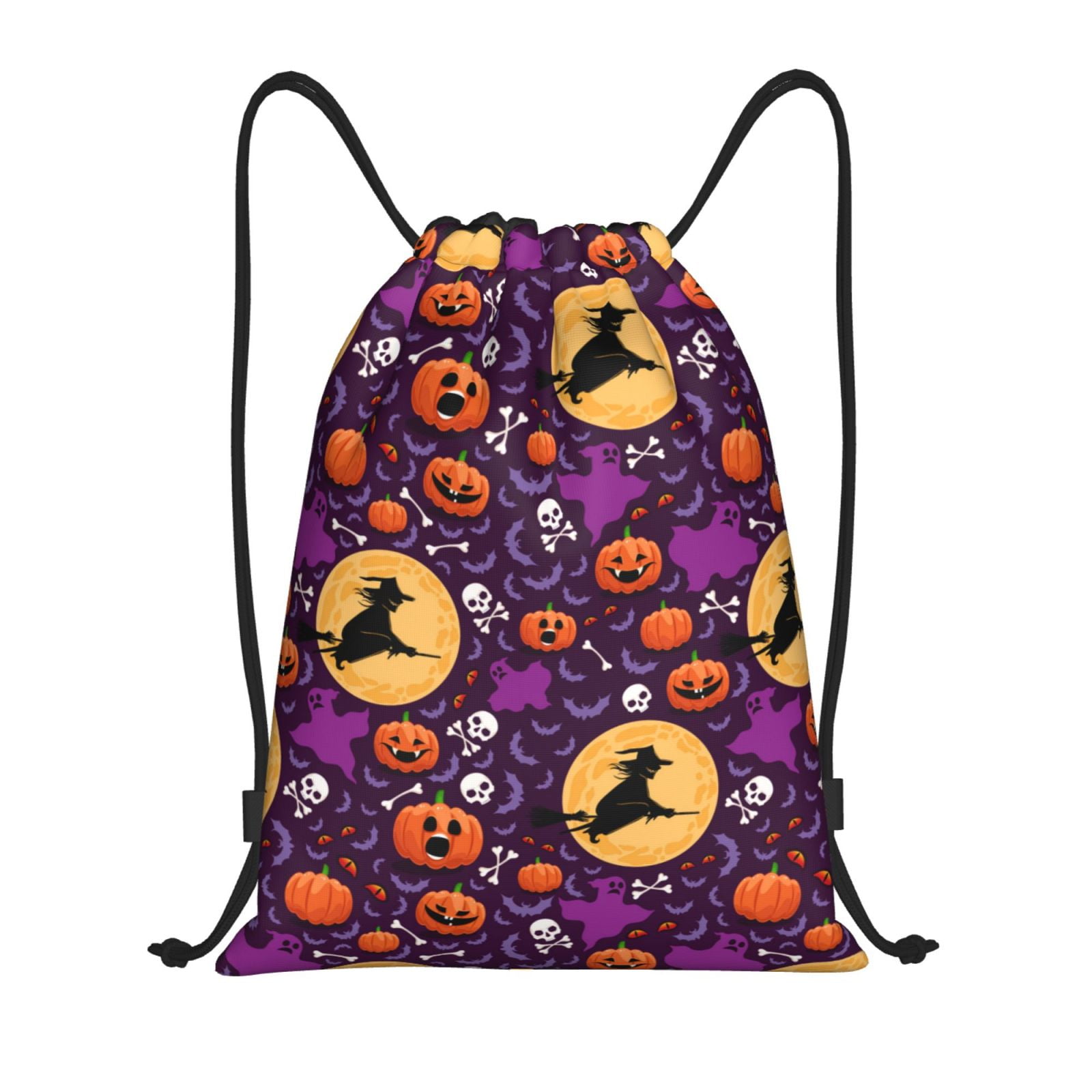 Drawstring Backpack, halloween witch pumpkins Light Waterproof Sports ...