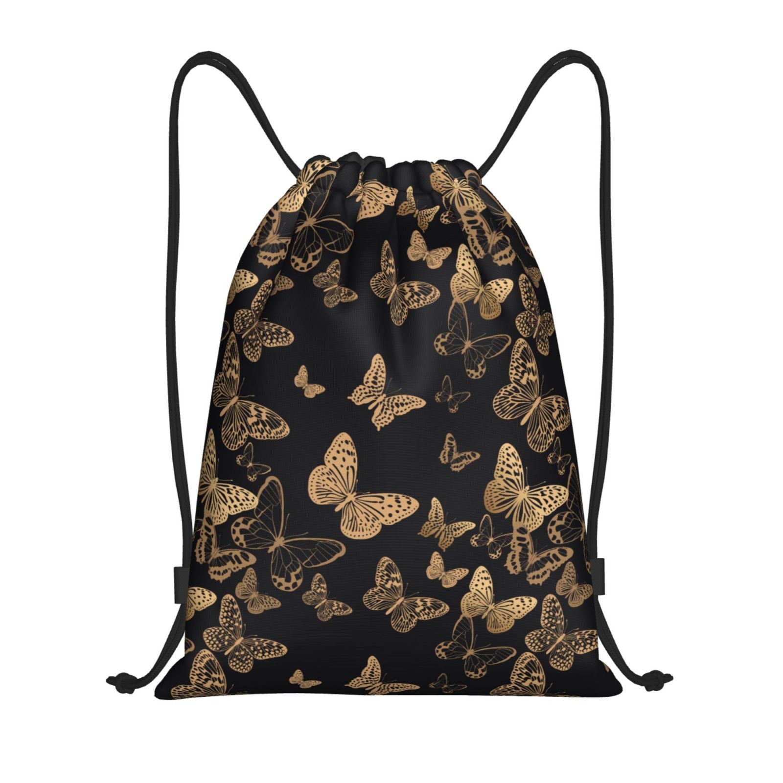 Drawstring Backpack - modern golden butterfly Splash Proof Small ...