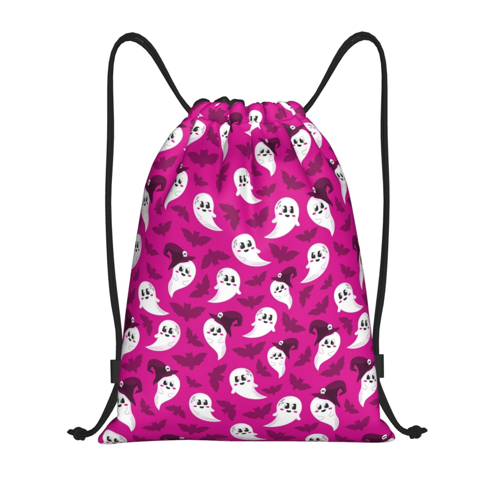 Drawstring Backpack - pink background halloween spooky Gym Bag for ...