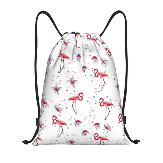 Drawstring Backpack, pink flamingo C Light Waterproof Sports Gym Bag ...
