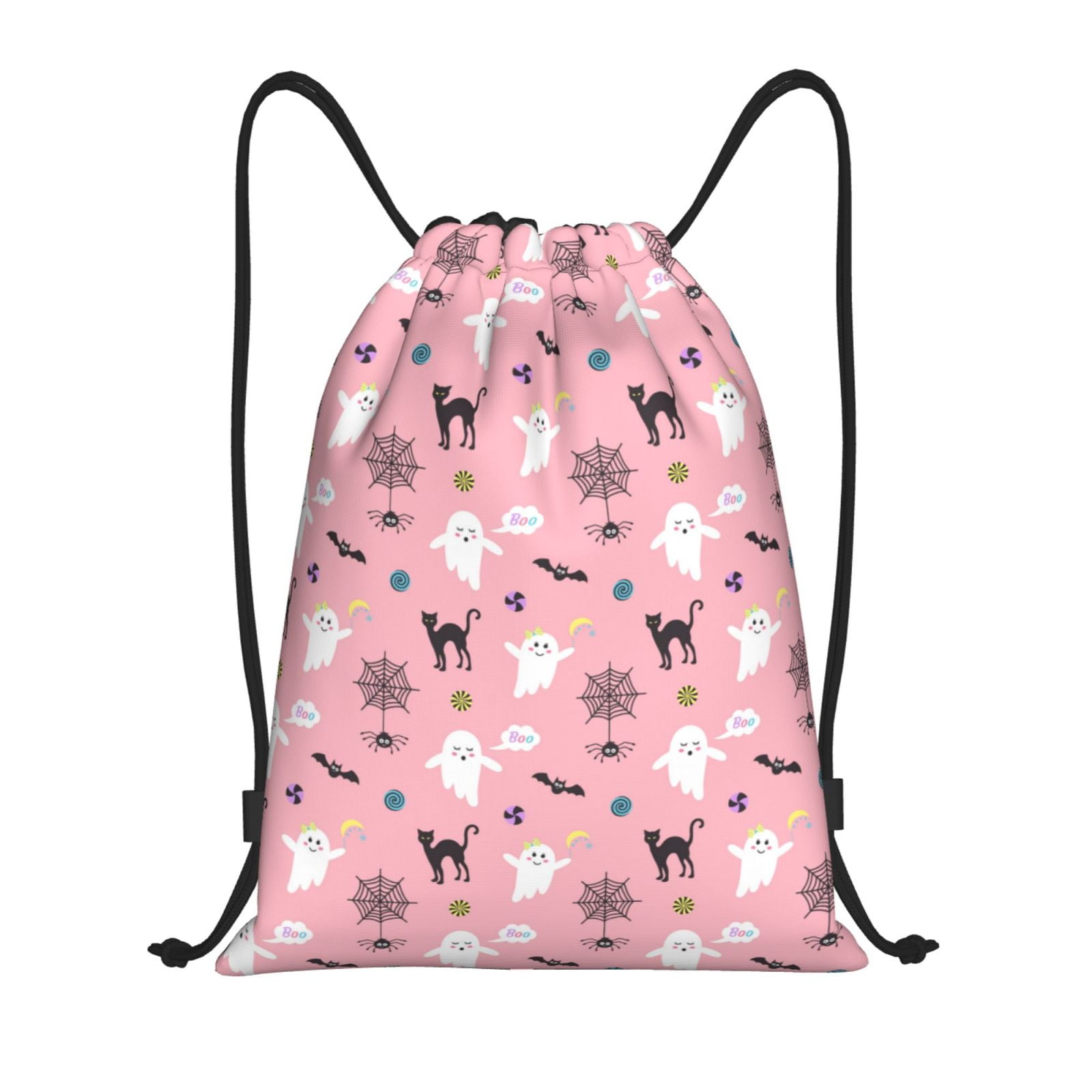 Drawstring Backpack - pink pattern spooky Splash Proof Small Drawstring ...