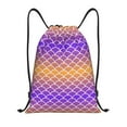 Drawstring Backpack, purple orange fish scale Light Waterproof Sports ...