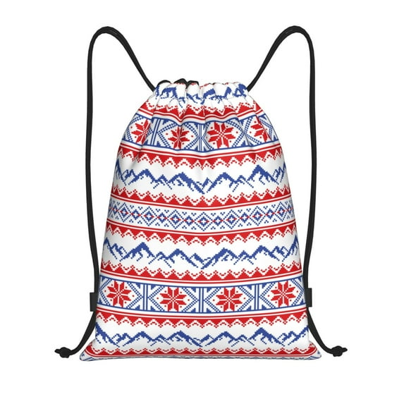 Drawstring Backpack - red blue Snow Mountain Splash Proof Small ...