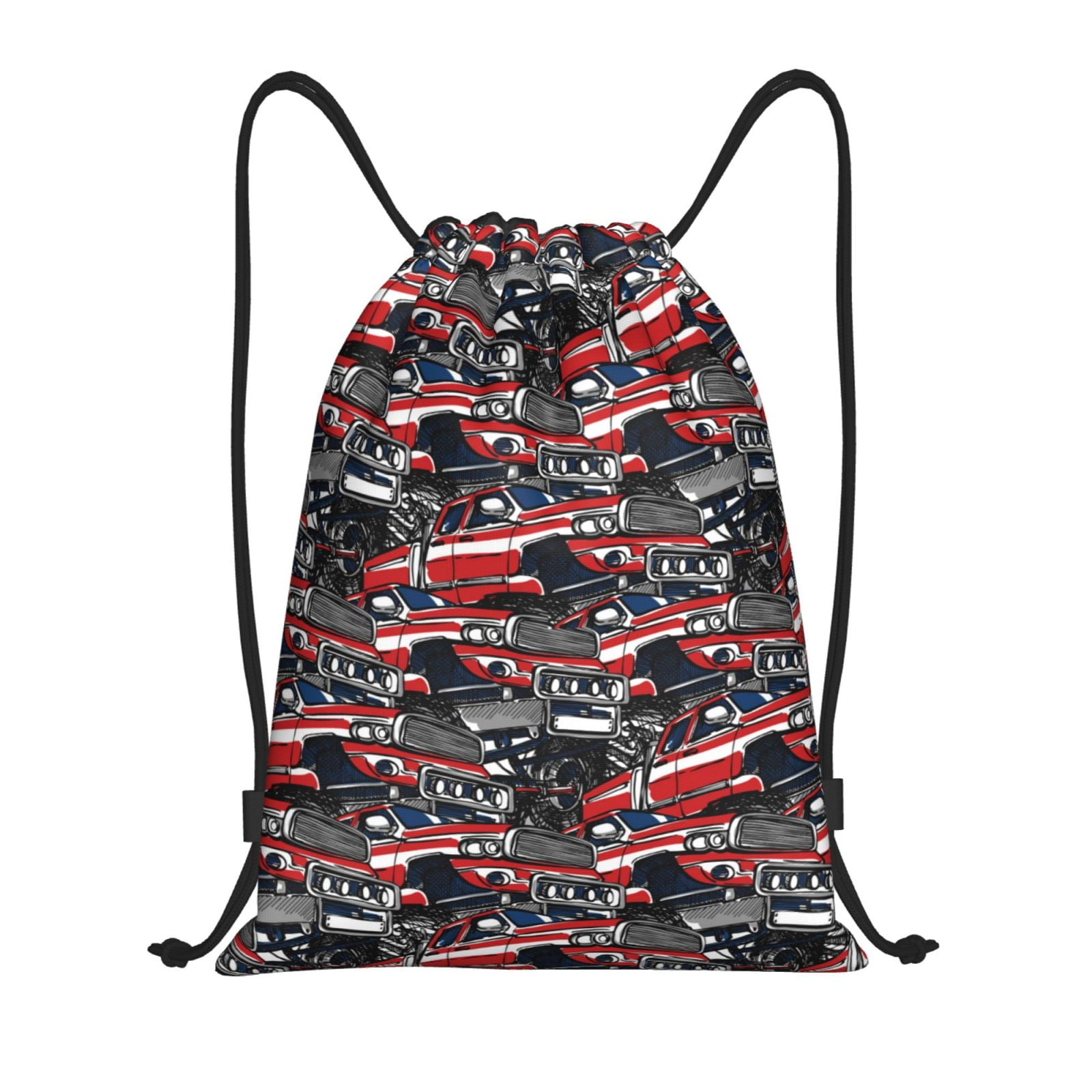 Drawstring Backpack, red and blue cars Light Waterproof Sports Gym Bag ...
