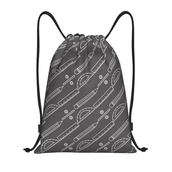 Drawstring Backpack, ruler pencil Math Print Light Waterproof Sports ...